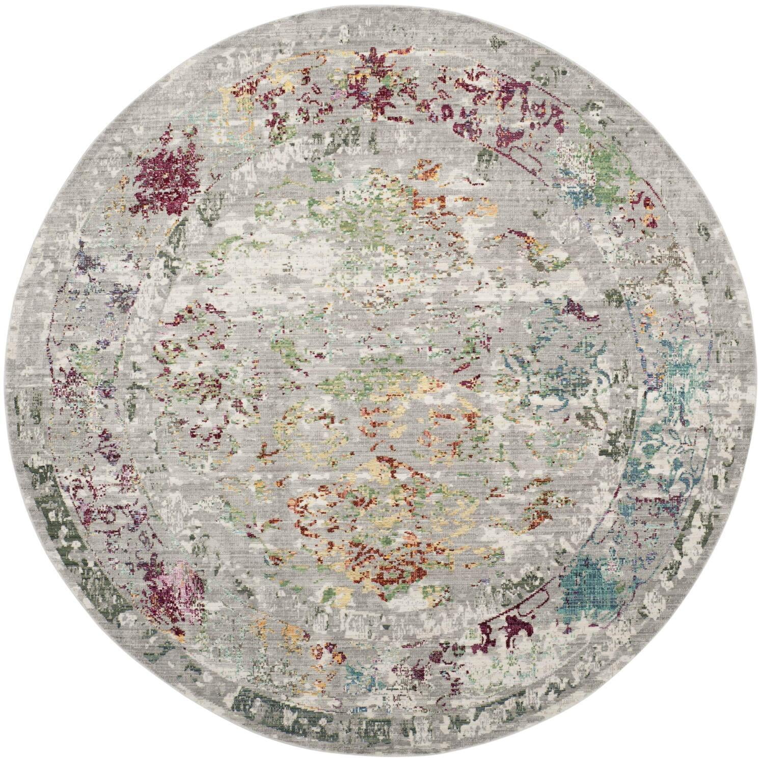 Mystique Grey/Multi Square Rug-Color:Grey/Multi,Shape:Round,Size:6'-7 ...