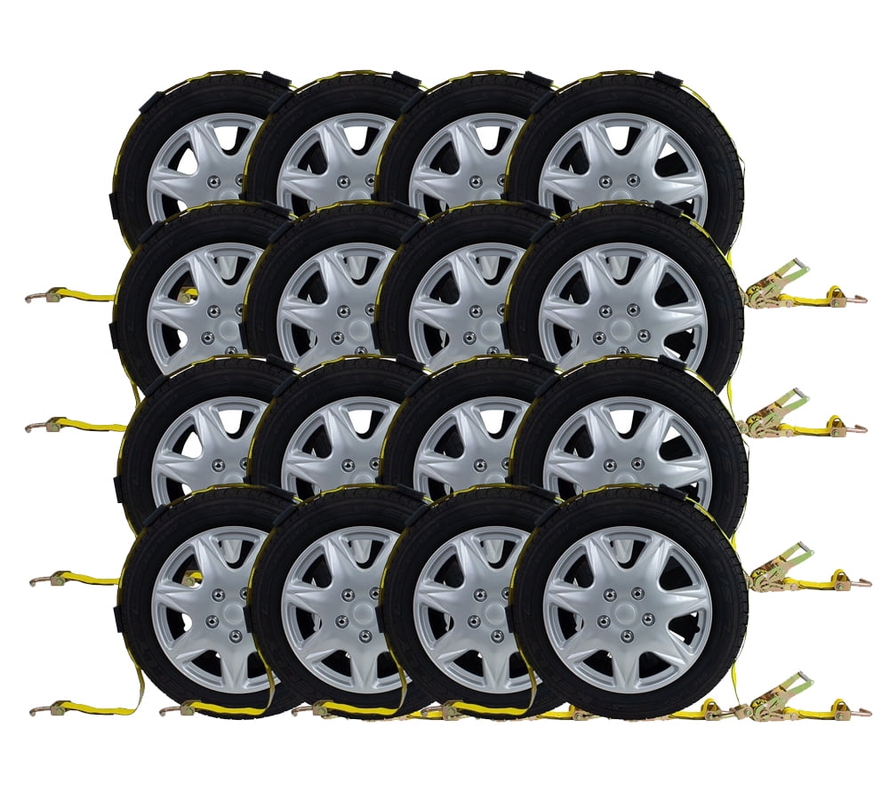 (16 Pack) Heavy Duty 2" x 9' Car Hauler Ratchet Straps with J Hooks and ...
