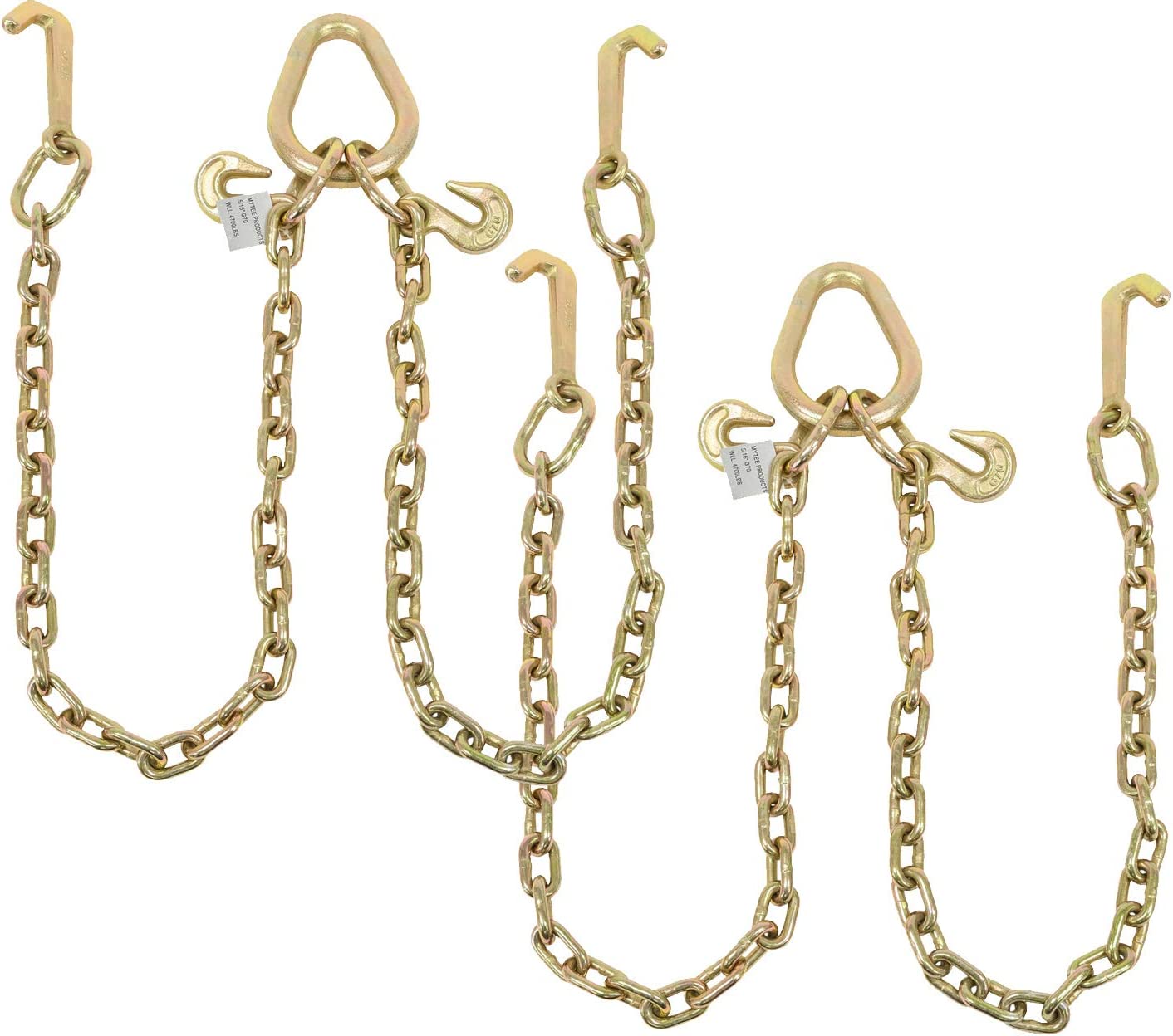 Mytee Products (2 Pack Grade 70 5/16" V-Chain Bridle Tow w/ 4" Mini J ...