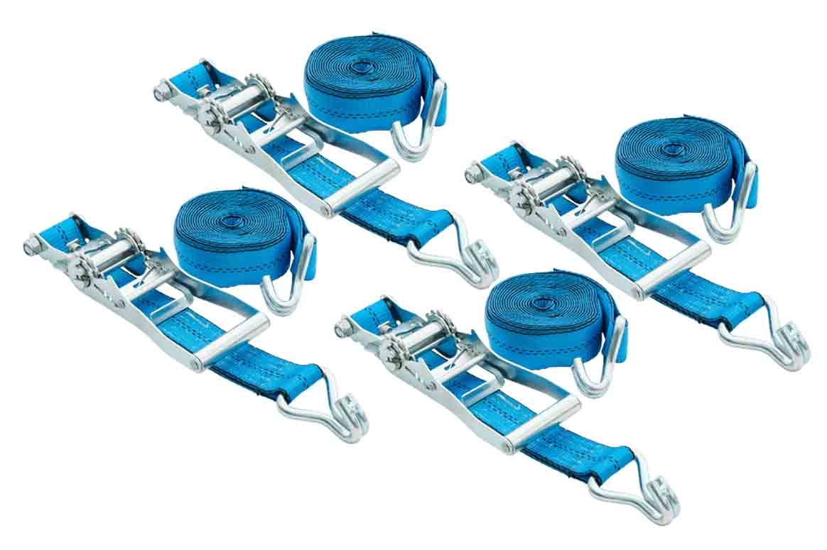 Mytee Products (4 Pack) 2 Inch x 20 FT Blue Ratchet Strap with J Hooks ...