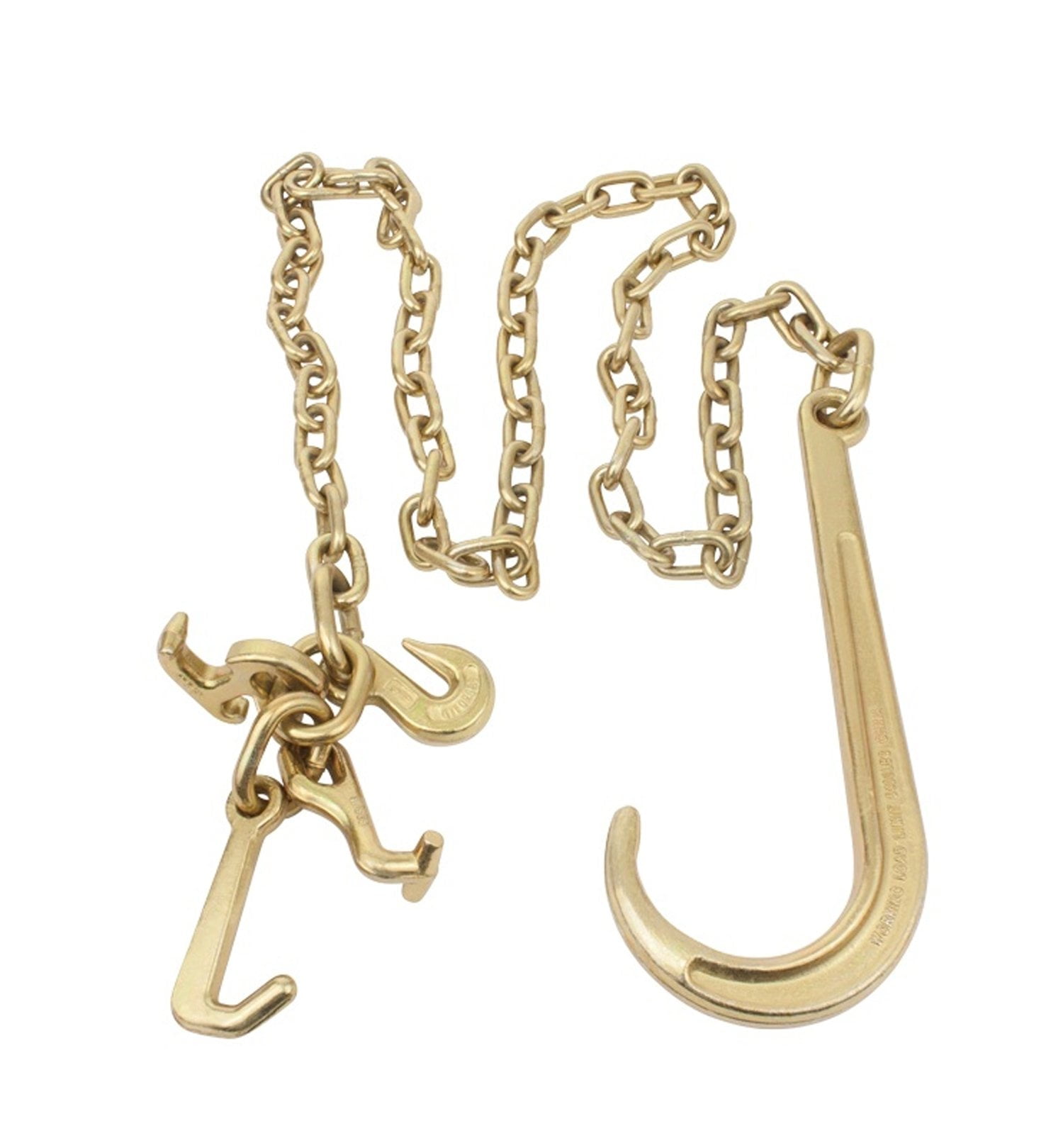 Mytee Products 5/16"x10' Leg G70 15" Long Shank J Hook Tow Chain w/ RTJ ...