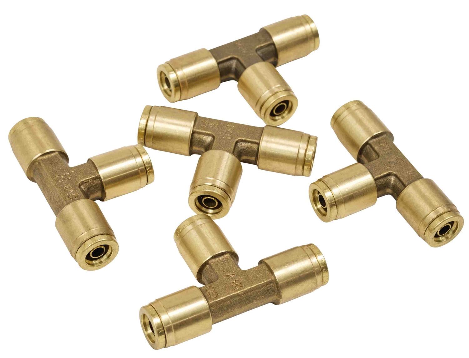 Mytee Products DOT Brass Push to Connect Fitting, Union Tee Air Brake Tube Fitting, 1/4" Tube OD ...