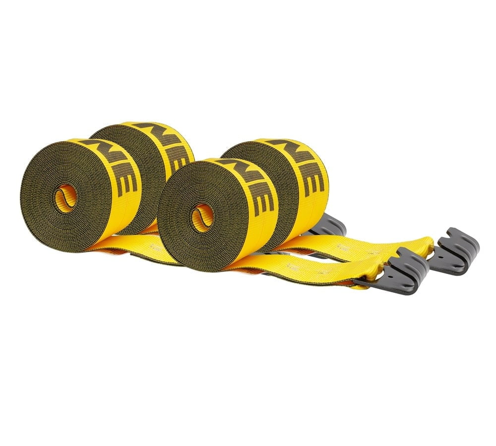 Kinedyne Winch Straps 4" x 30' Gold Heavy Duty Tie Down w/Flat Hooks ...