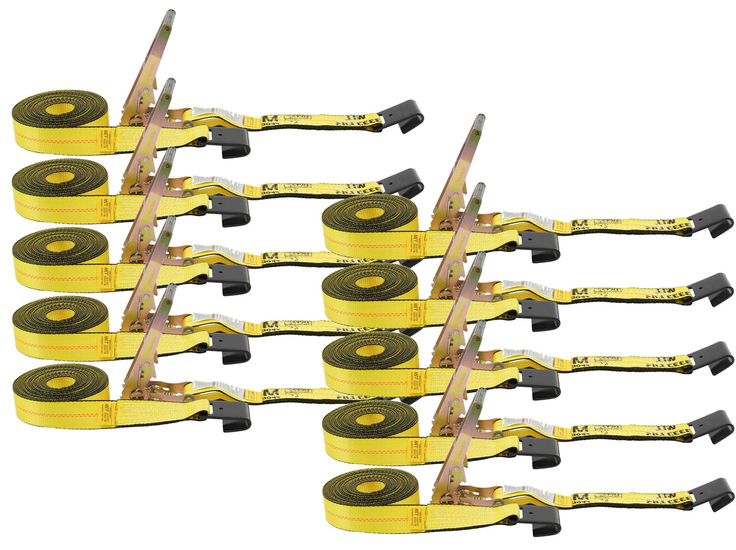 Mytee Products Ratchet Tie-Down Straps with Flat Hooks, 2" x 30 ...