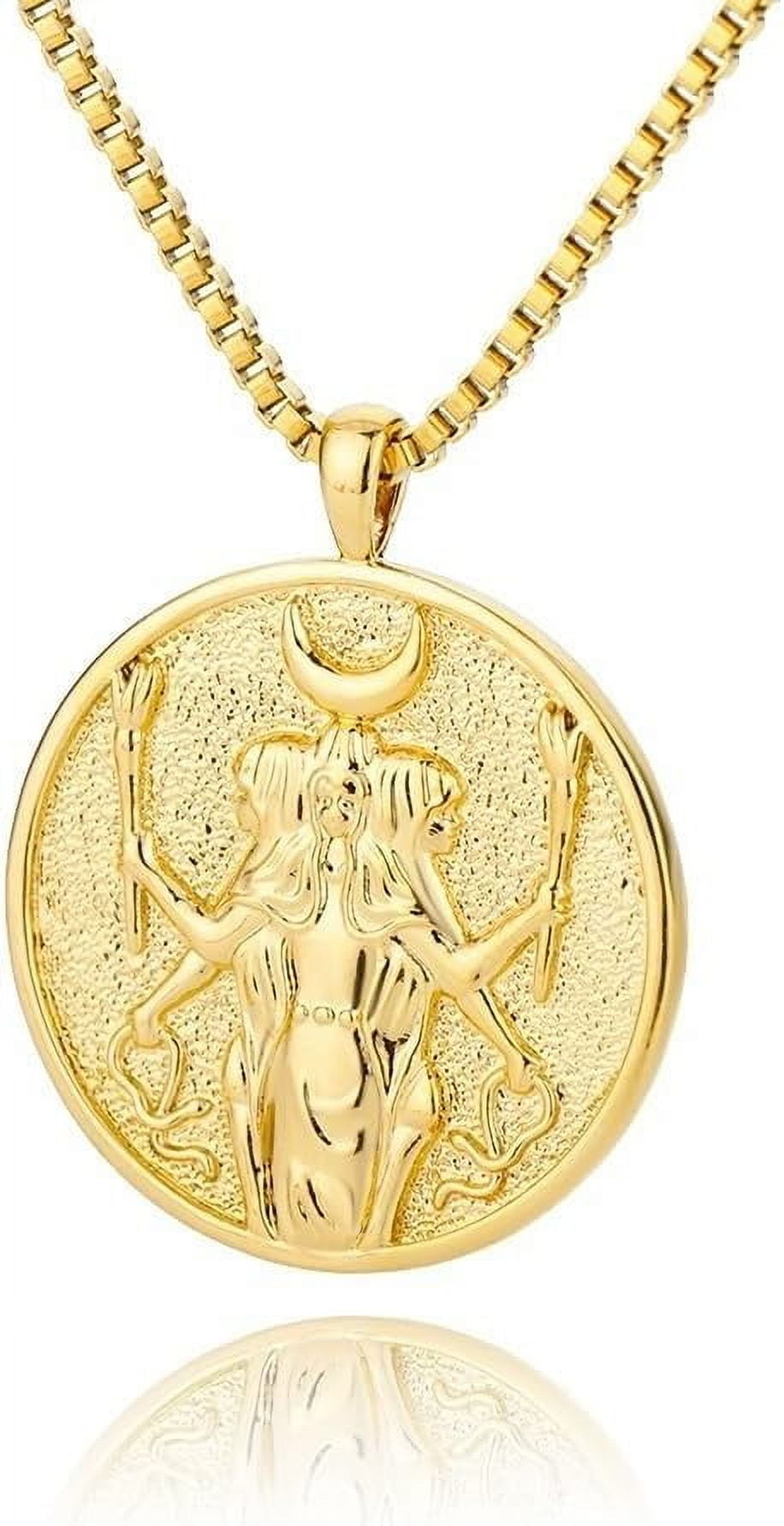 Myth Heroine 18K Gold Plated Coin Necklace,Coin Medallion Necklace for ...