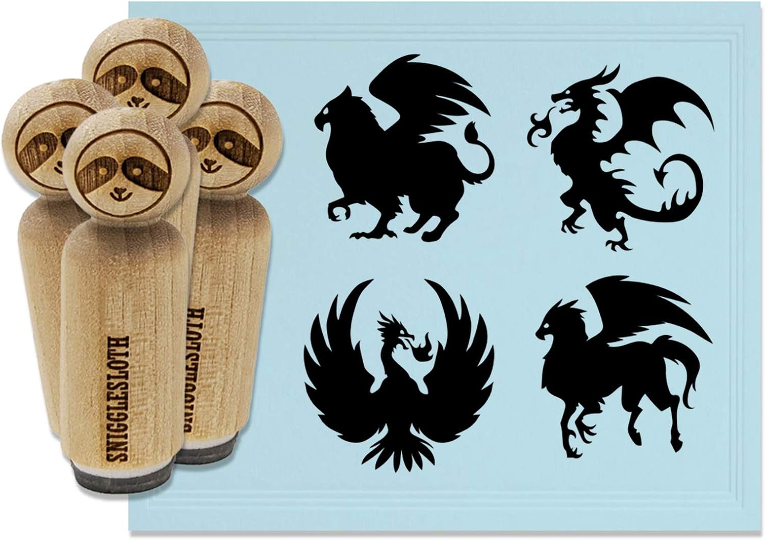 Mythical Creature Silhouettes Griffin Dragon Hippogriff Phoenix Rubber ...