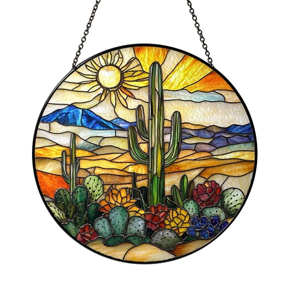 Mythical Desert Cactus Faux Stained Glass Style Suncatcher – Decorative ...