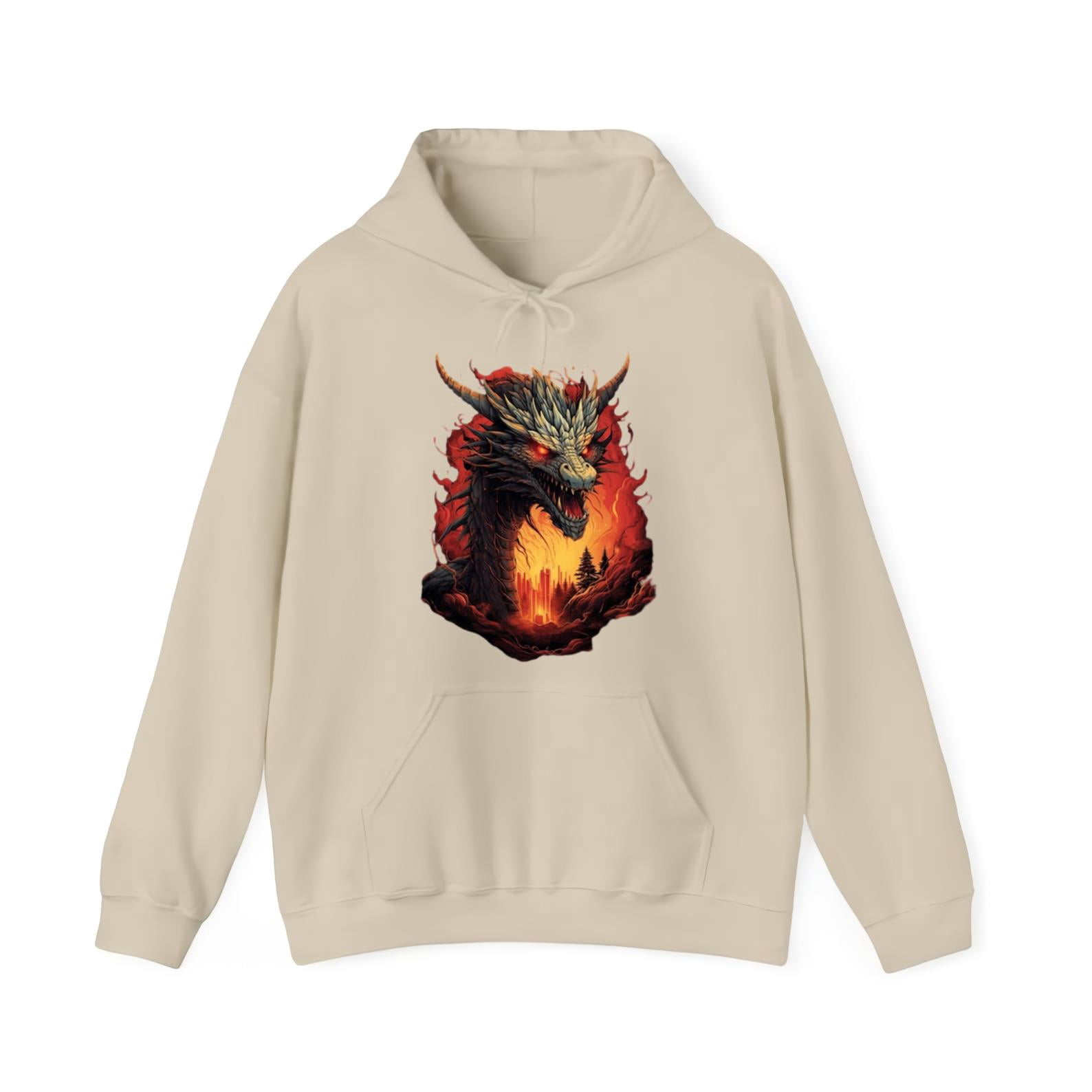 Mythical Fire Dragon Graphic Tee, Fantasy Creature Design Shirt ...