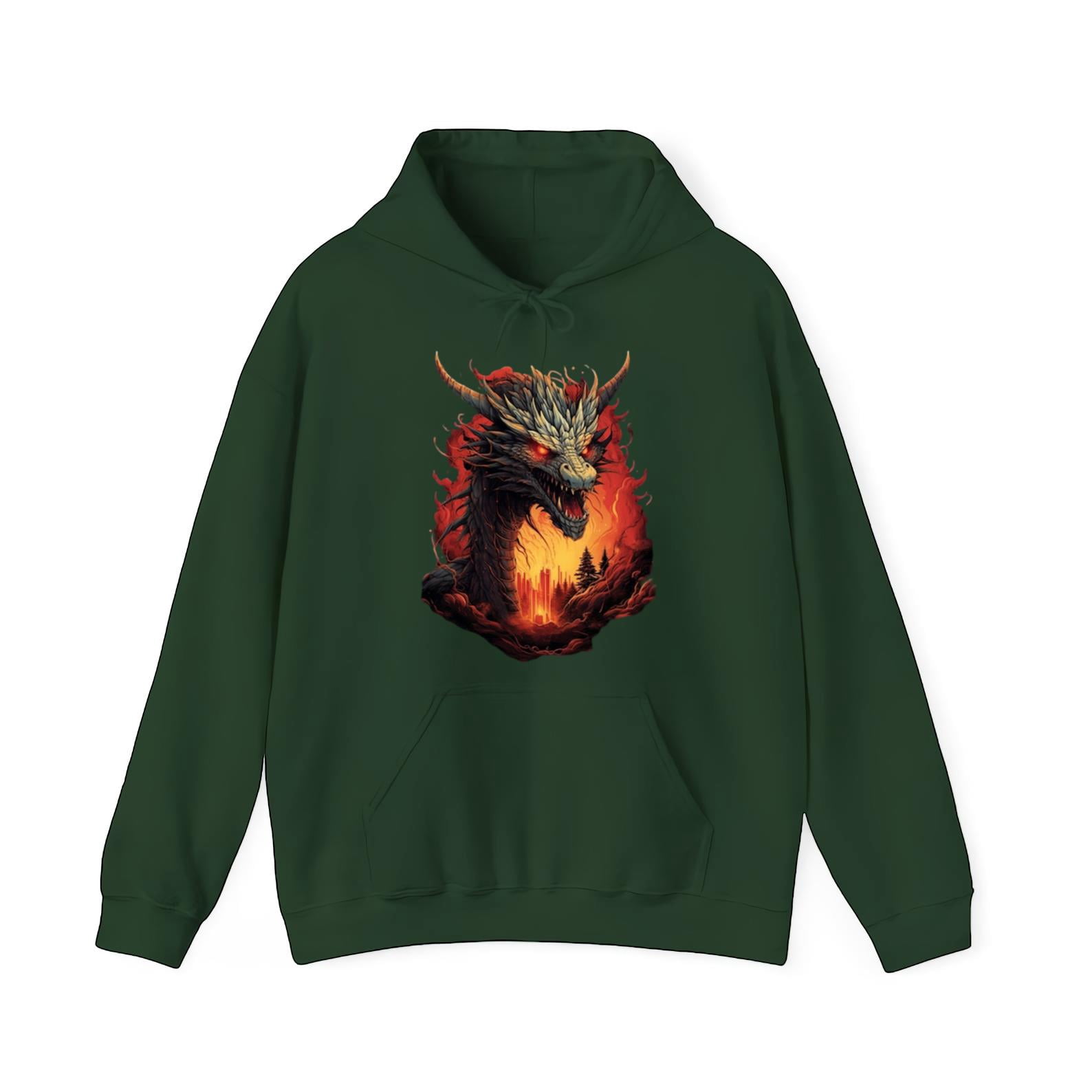 Mythical Fire Dragon Graphic Tee, Fantasy Creature Design Shirt ...