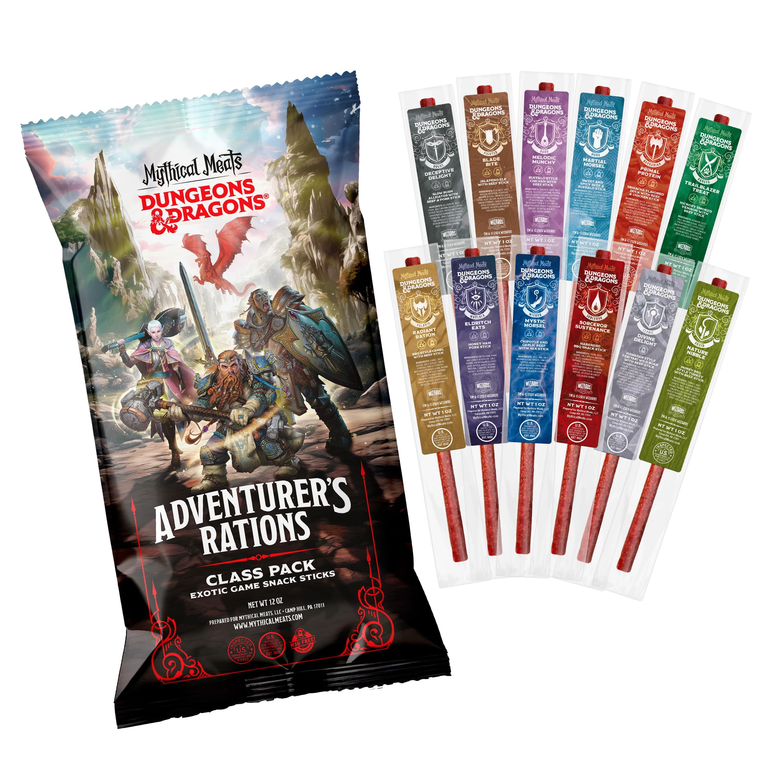 Mythical Meats Dungeons & BCF26 Dragons Jerky Stick Variety Pack - 12 ...