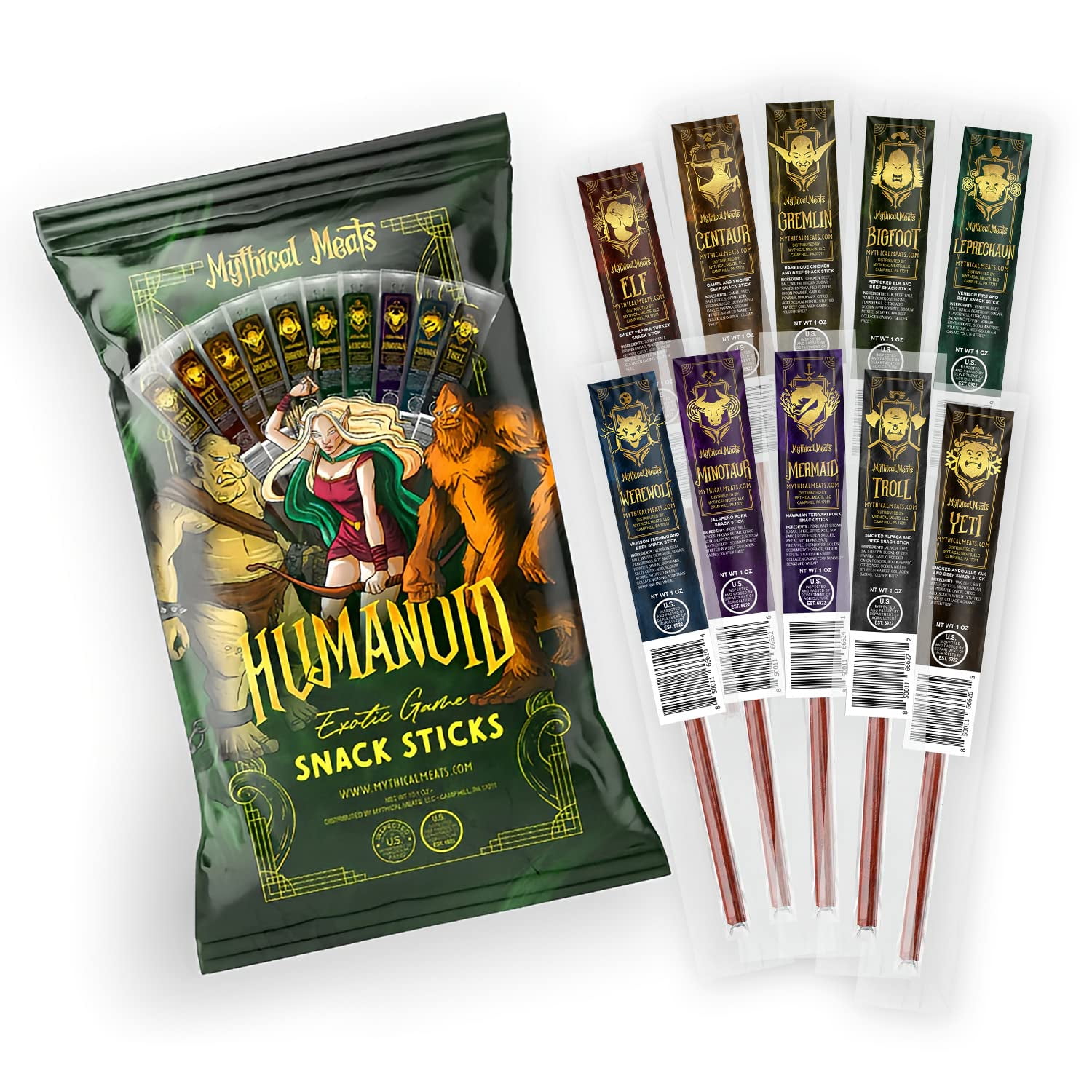 Mythical Meats Humanoid Exotic CI30 Flavor Sampler Pack - 10 Exotic ...