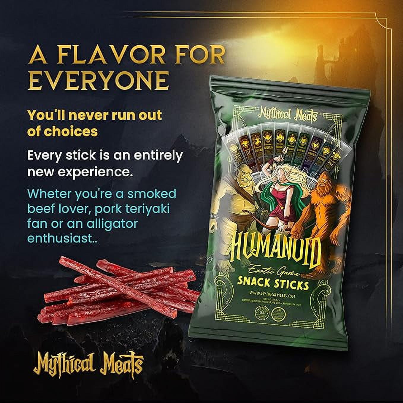 Mythical Meats Humanoid Exotic Flavor Sampler Pack – 10 Exotic Game and ...