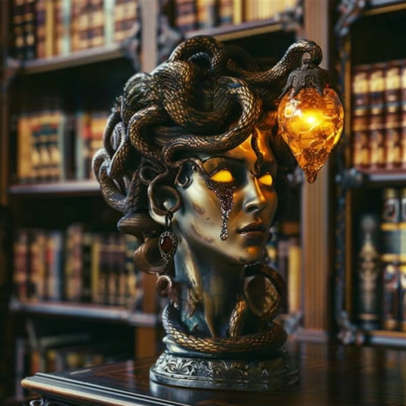 Mythical Medusa Resin Table Lamp - Greek Mythology Sculpture with ...