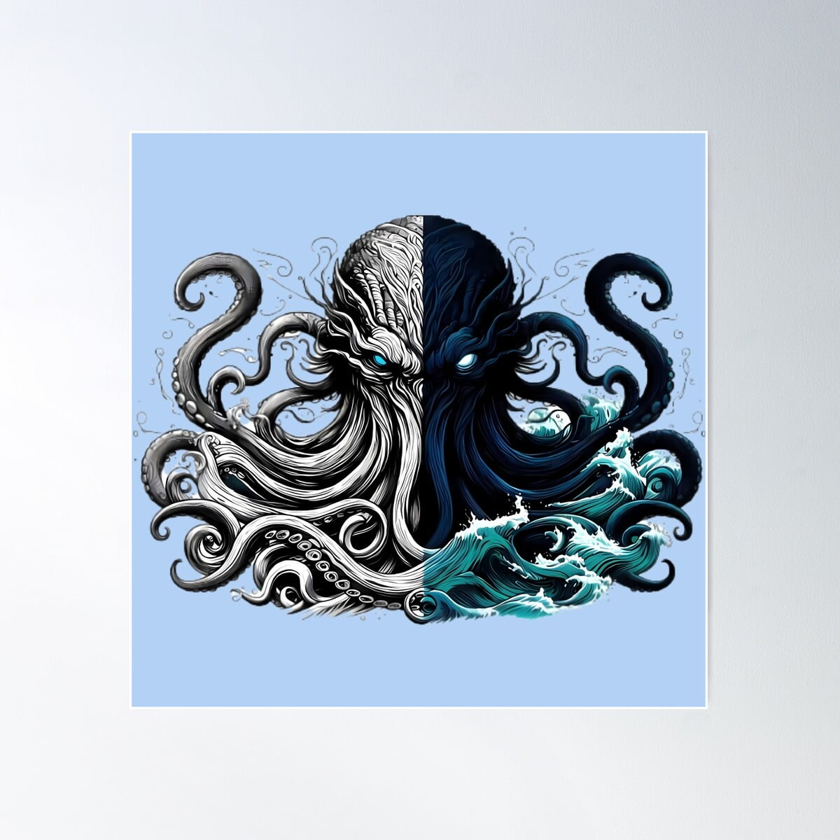 Mythical Octopus Of The Depths Poster Wall Art, Modern Wall Decor For ...