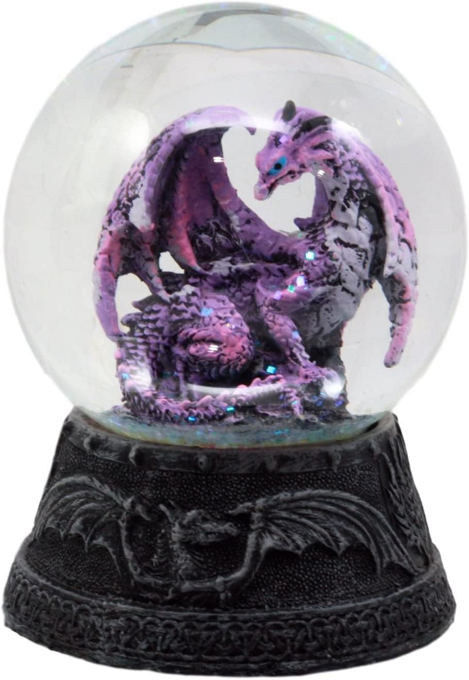 Mythical Purple Midnight Dragon Water Globe Figurine with Glitters 4.75 ...