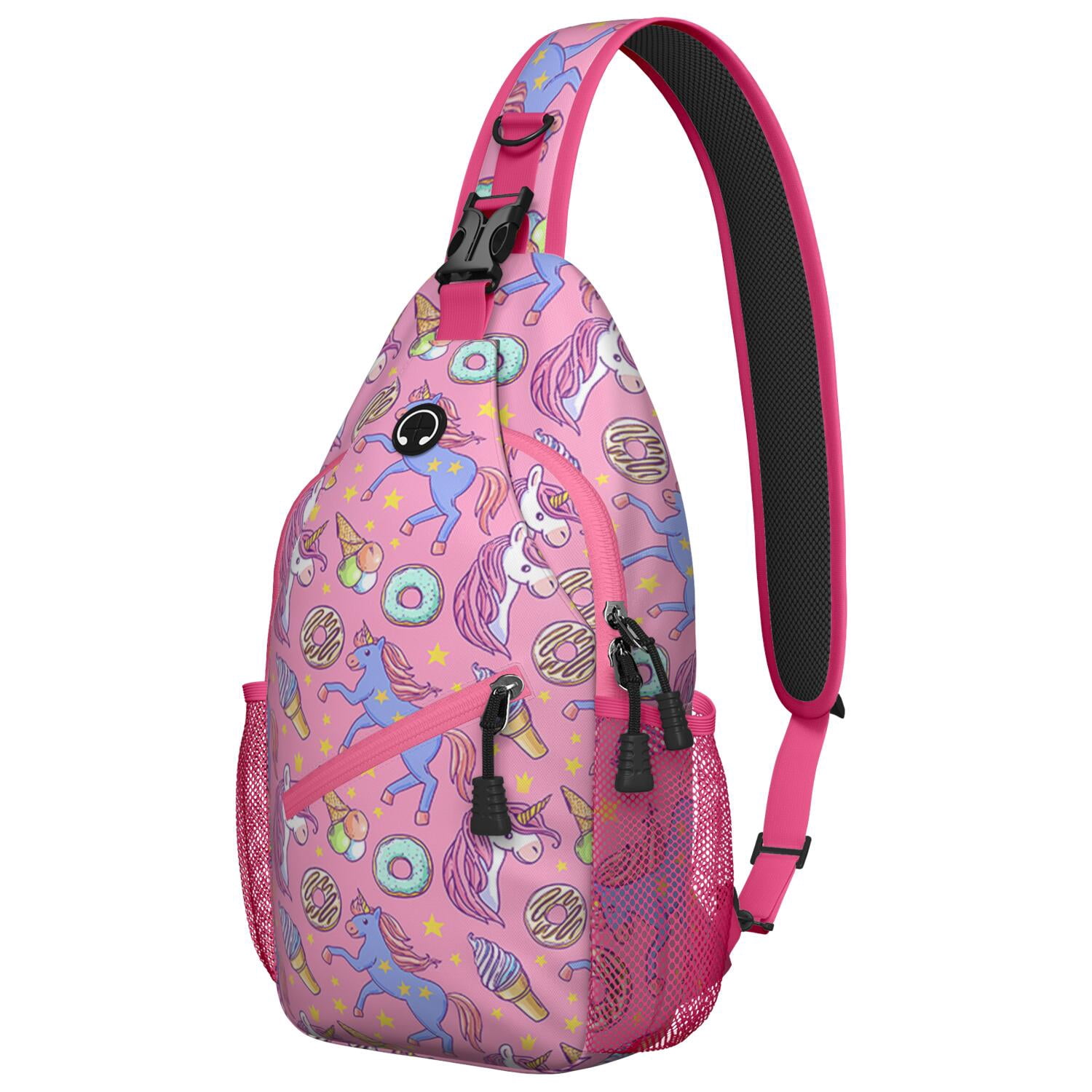 Mythical Unicorn and Rainbow Sling Backpack for Women, Sparkly Stars ...