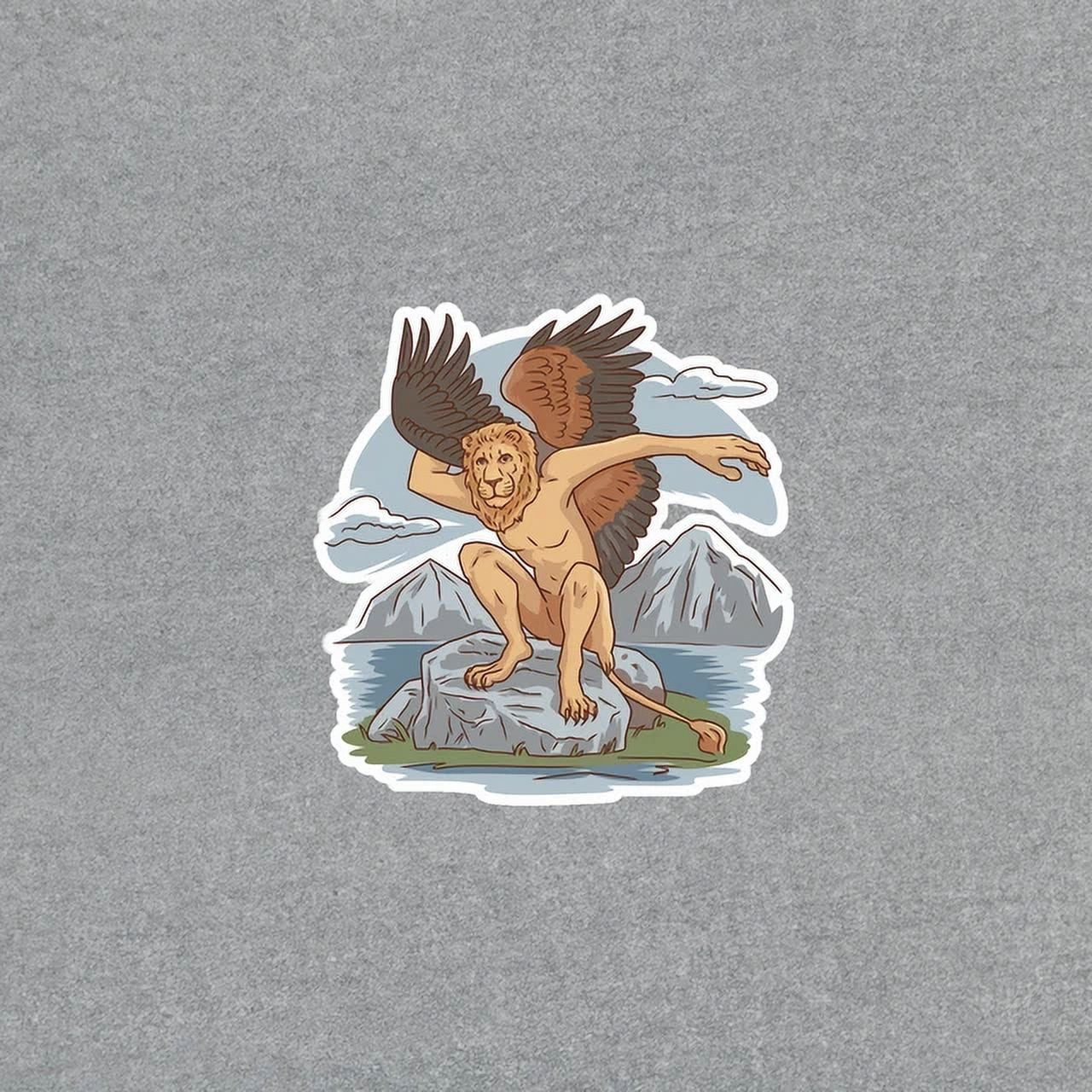 Mythical Winged Lion Sticker - Majestic Fantasy Creature Decalphone ...