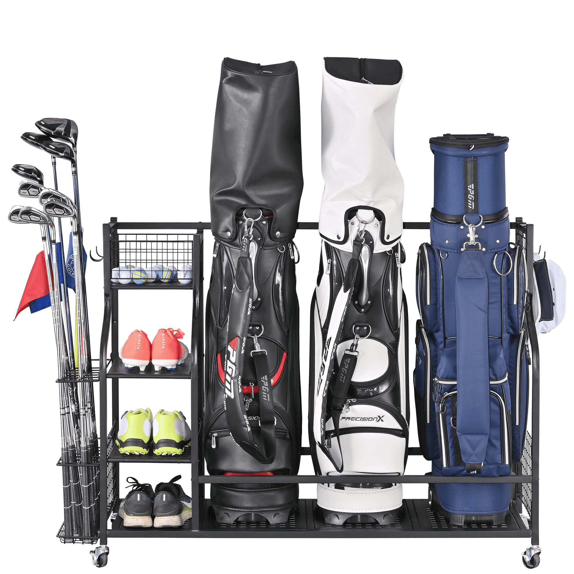 Mythinglogic Golf Bag Storage Stand, Club Holder Rack, Garage Organizer ...