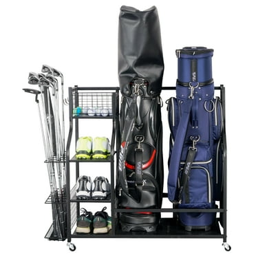 Gymax Golf Bag Storage Garage Organizer w/ Wheels Extra Storage Rack ...