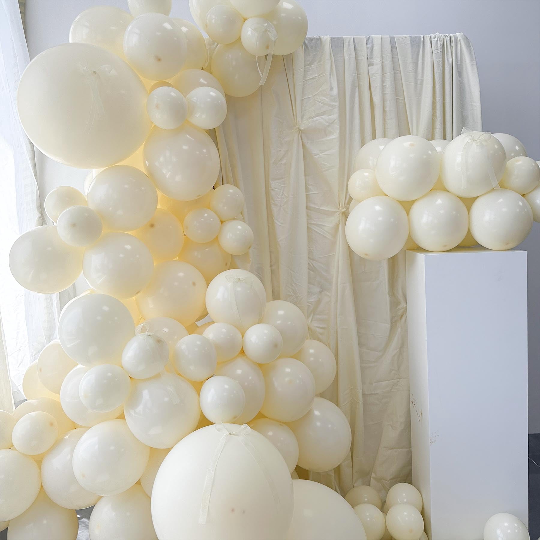 Mythlty 185pcs Double Stuffed Ivory and AFN1White Balloons Kit with ...