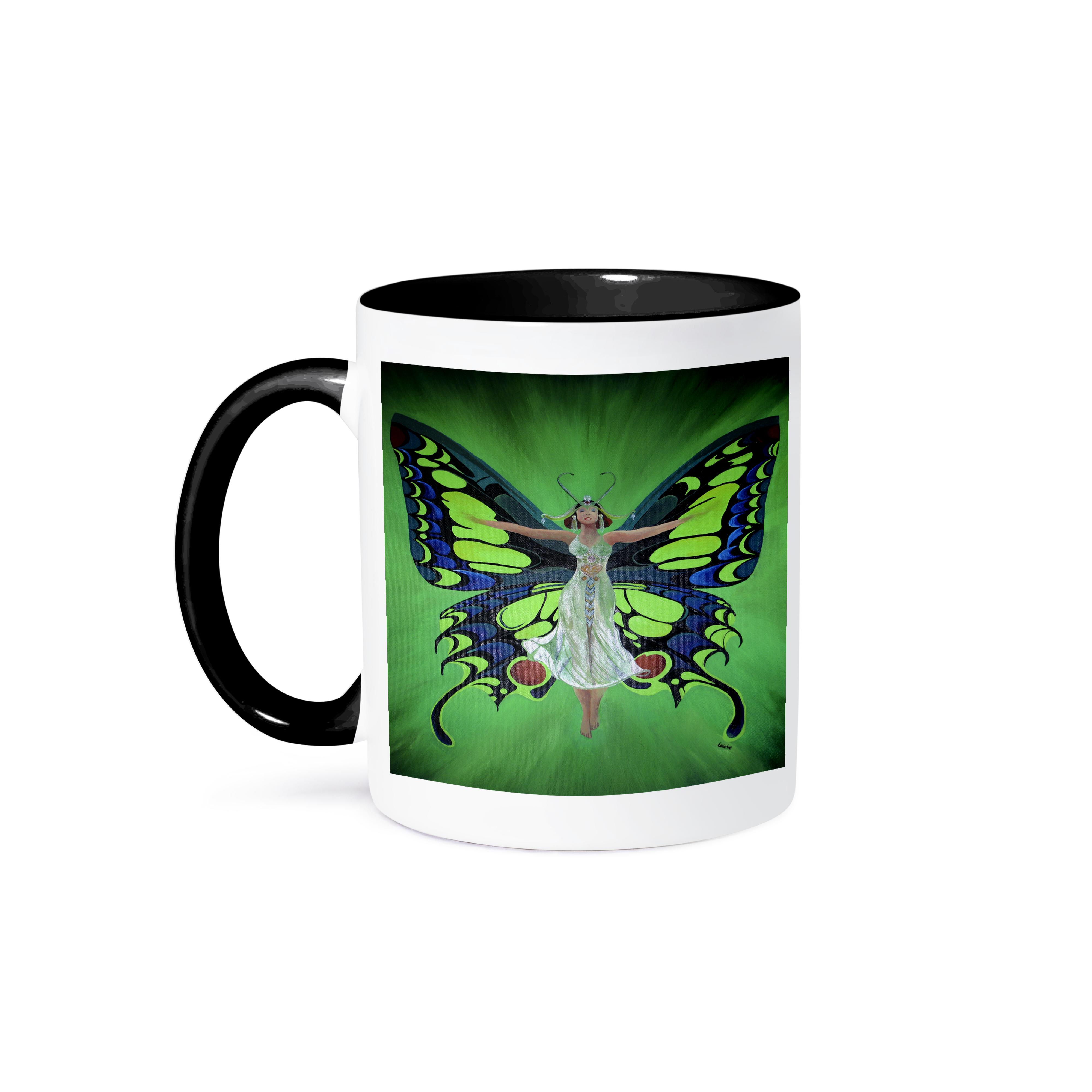 3dRose, Mythology Fairy Flutterby , 15oz Two-Tone Black Mug - Walmart.com
