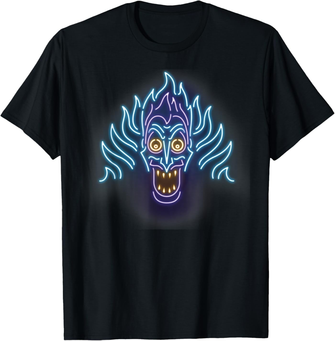 Mythology God of Underworld Neon Blue Flame Head Graphic Shirt ...