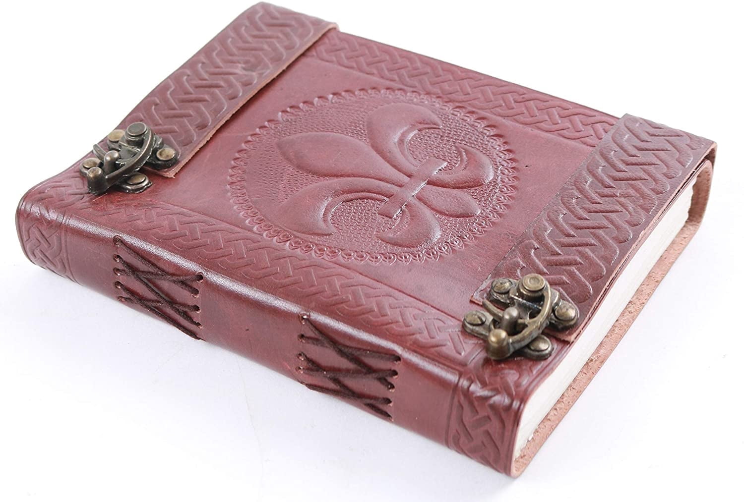 Mythrojan Handmade Leather Journal with Fleur Embossed Design – Vintage ...