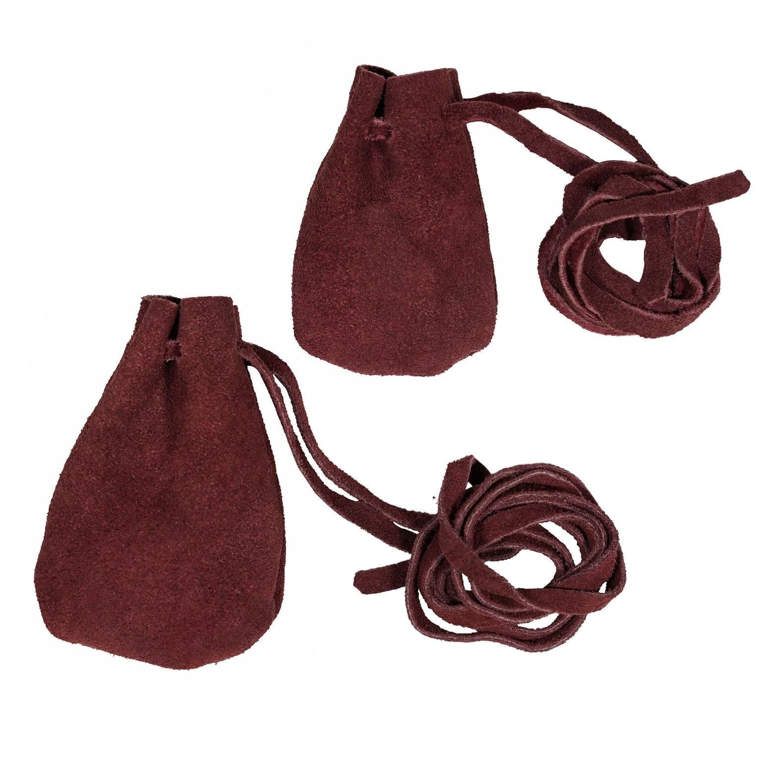 Mythrojan Medieval Drawstring Pouch Set of 2 Suede Leather Medicine Bag ...