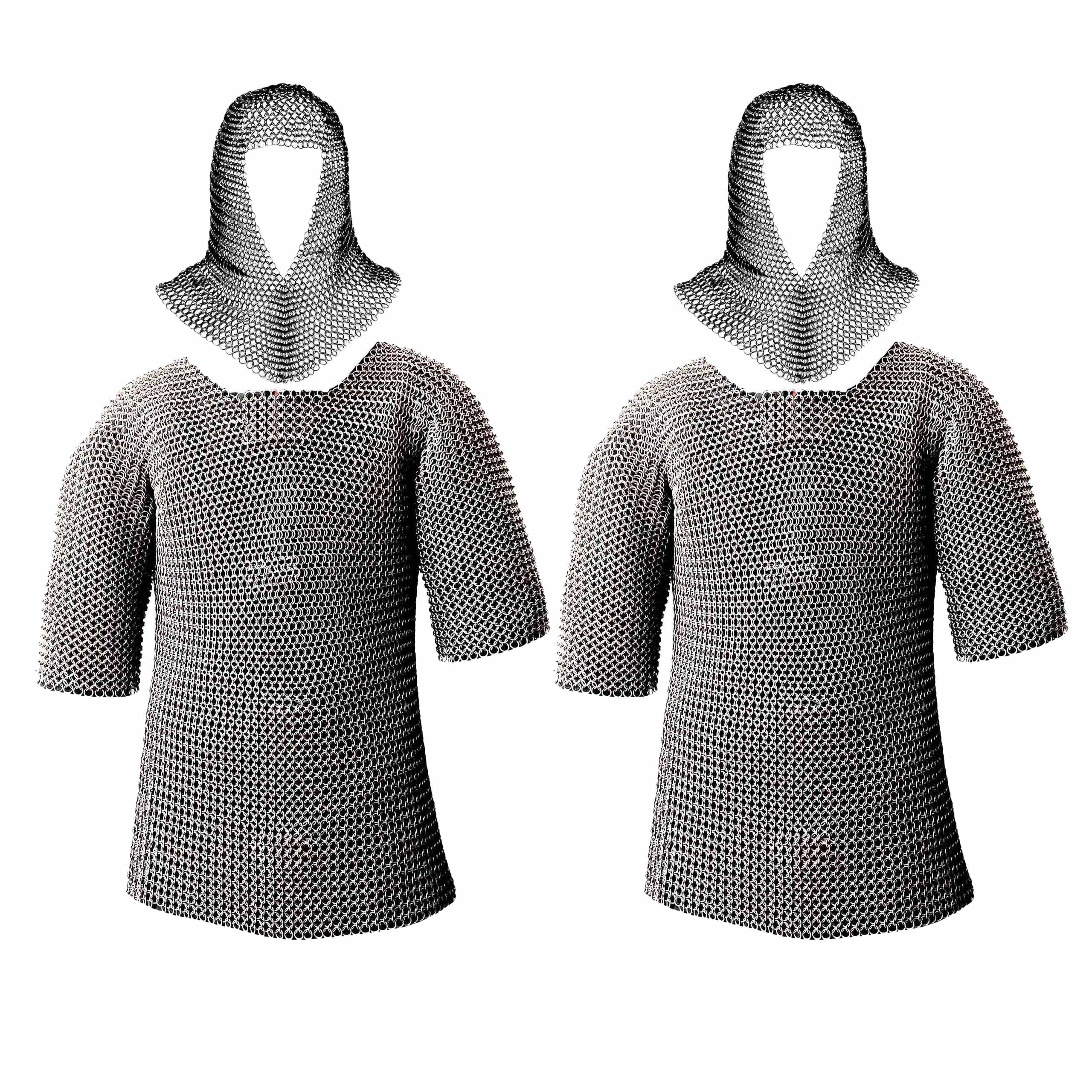 Mythrojan Medieval Knight Armor Costume Combo, Mild Steel Chainmail Shirt with Coif Medieval ...