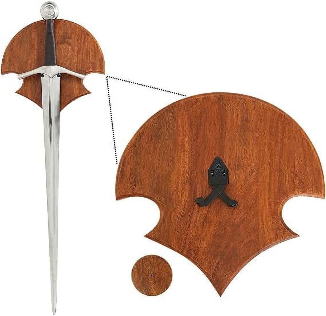 Mythrojan Sword Wall Mount Medieval Period Wooden Plaque, 11.75" x 11. ...
