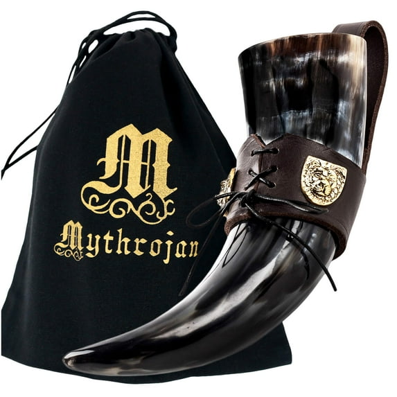 Mythrojan Viking Authentic Medieval Inspired Wine/Mead Mug with Brown ...