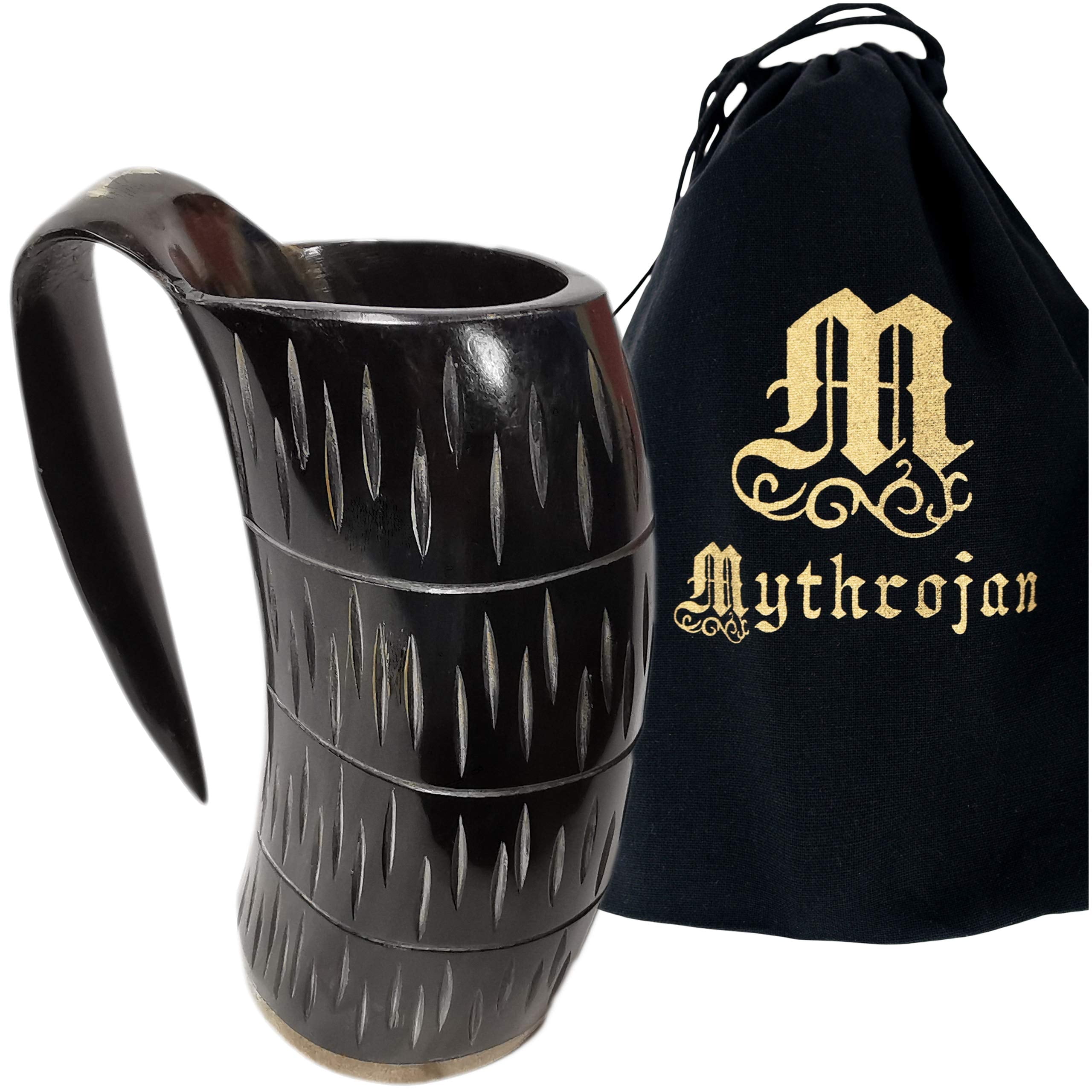 Mythrojan Viking Drinking Tankard with Medieval Buckle Leather Strap ...