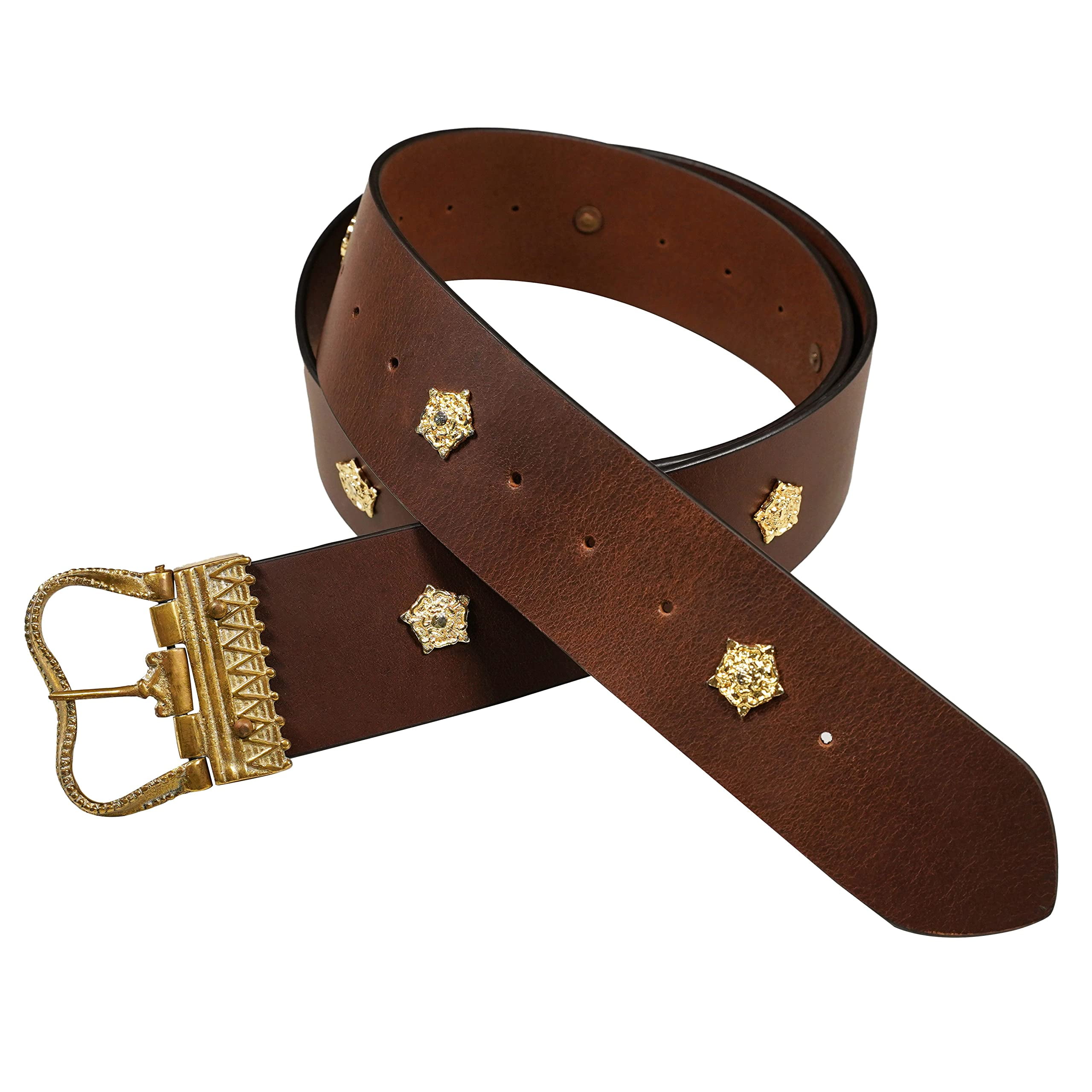 Mythrojan Viking Leather Belt Medieval Knight Brass Decorative Waist ...
