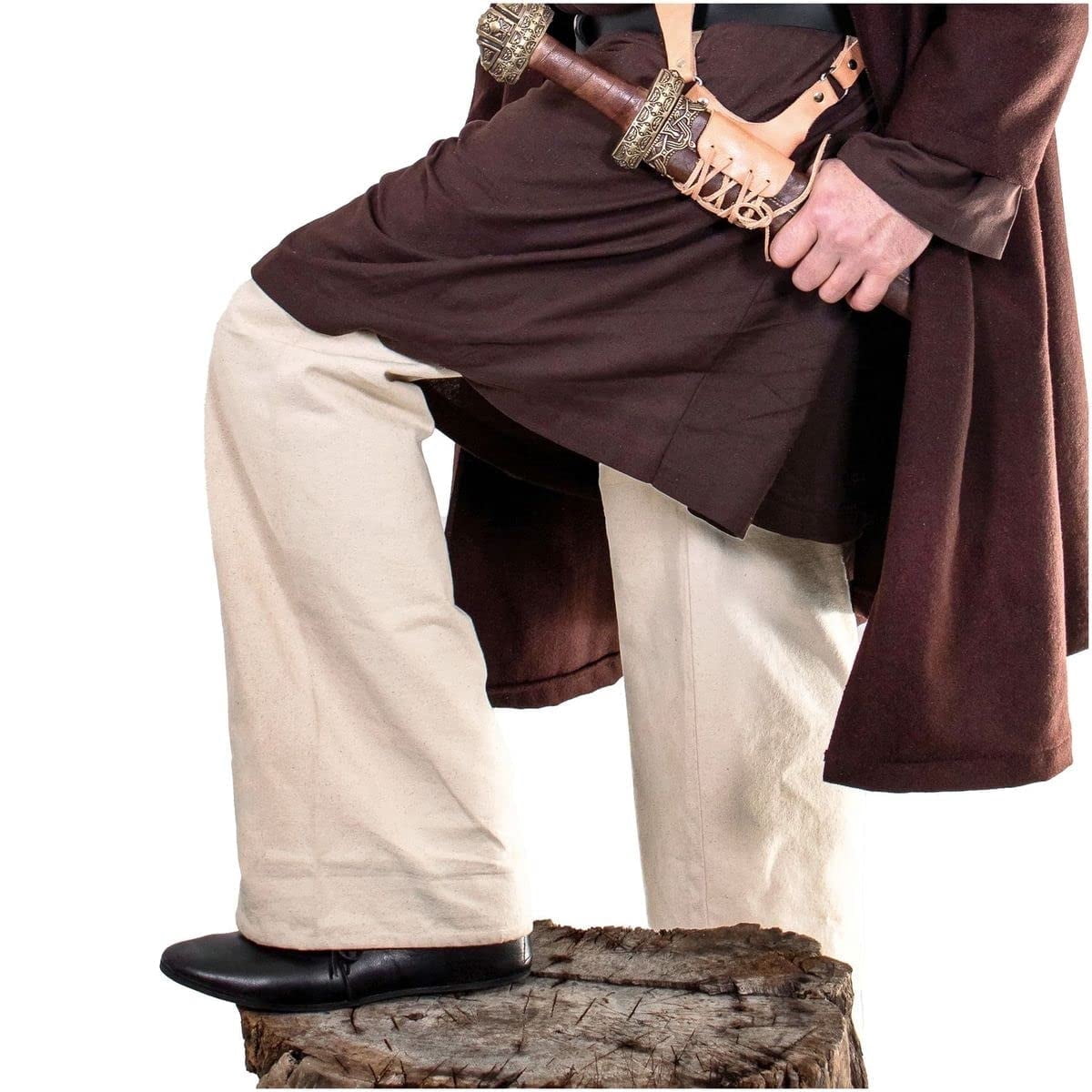 Mythrojan White Renaissance Canvas LARP Cosplay Pants Viking Knight ...