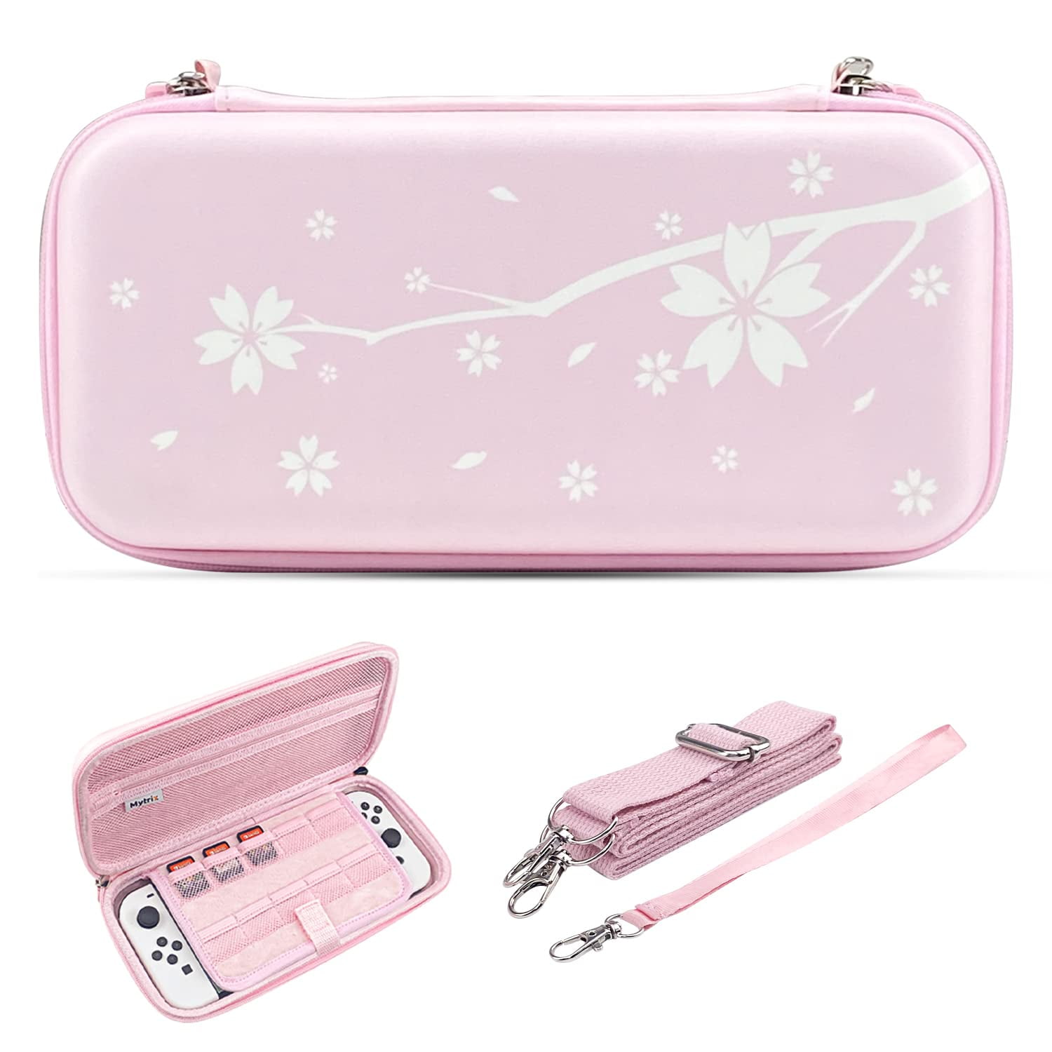 Mytrix Pink Cherry Blossoms Carrying Case for Nintendo Switch, Portable ...