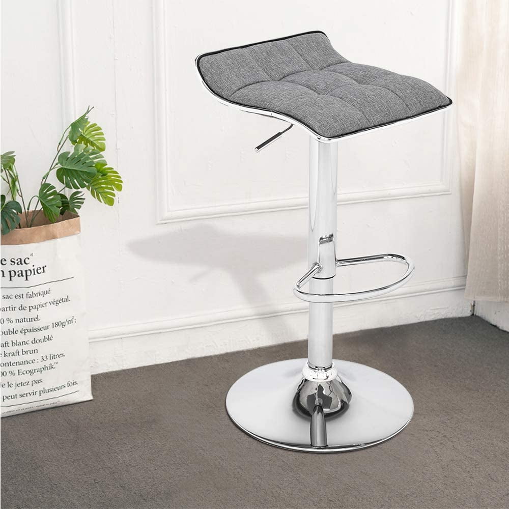 Mytunes Set of 2 Bar Stools,Modern Square PU Fabric Adjustable Bar ...