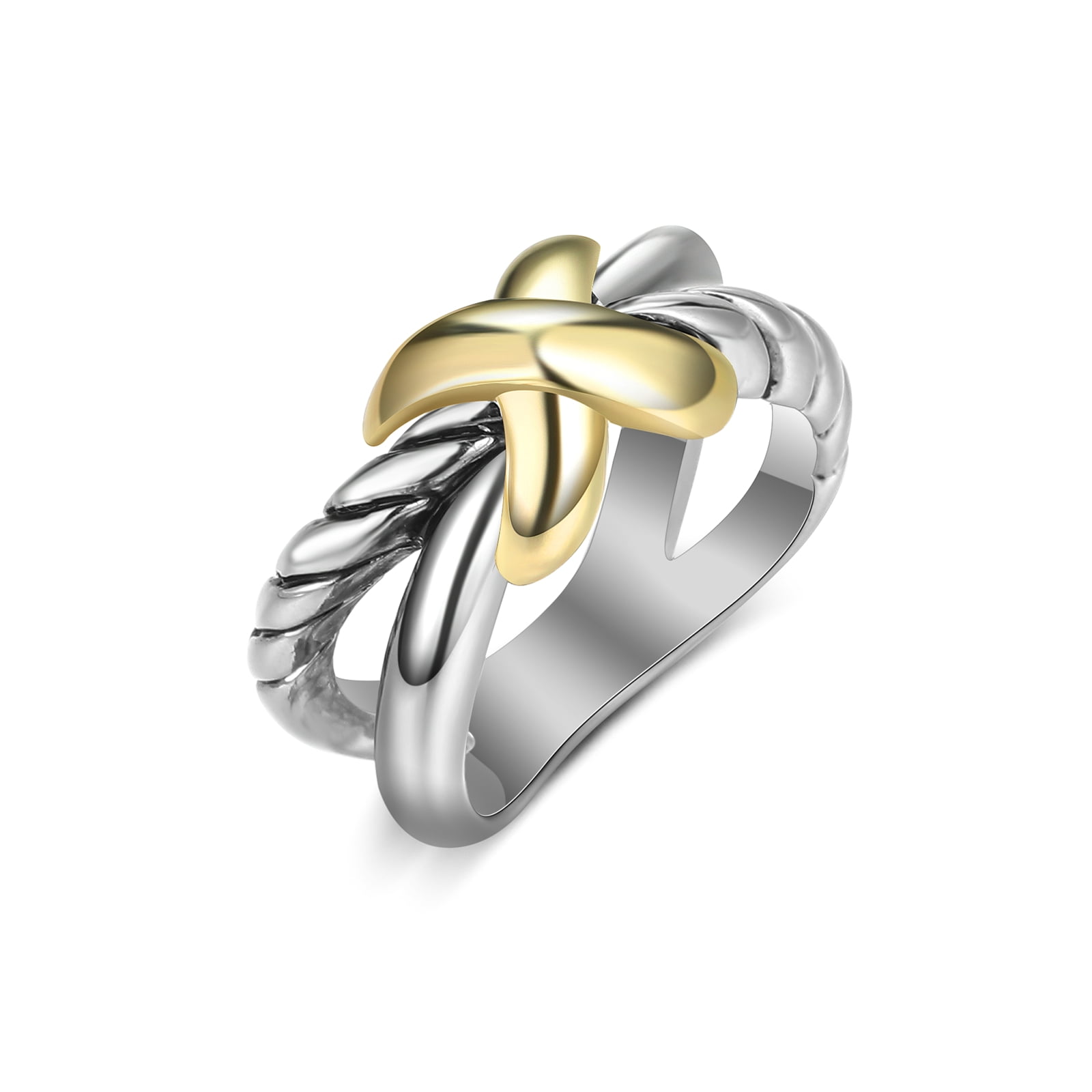 Mytys Silver Statement Rings for Women Fashion Gold Knot Band Ring ...
