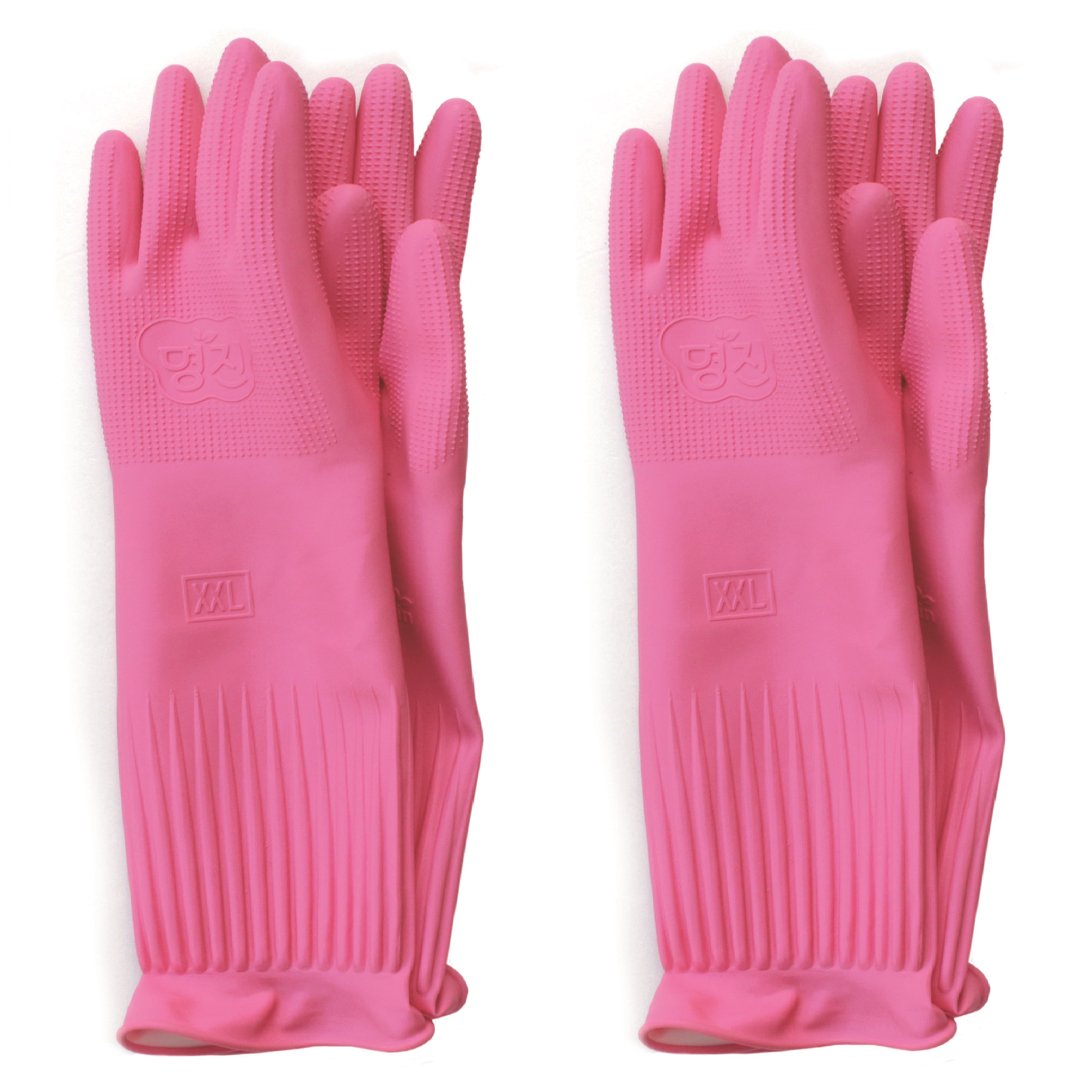 Myungjin (2 Pairs) Reusable Waterproof Household Dishwashing Non-Slip Cleaning Latex Rubber ...