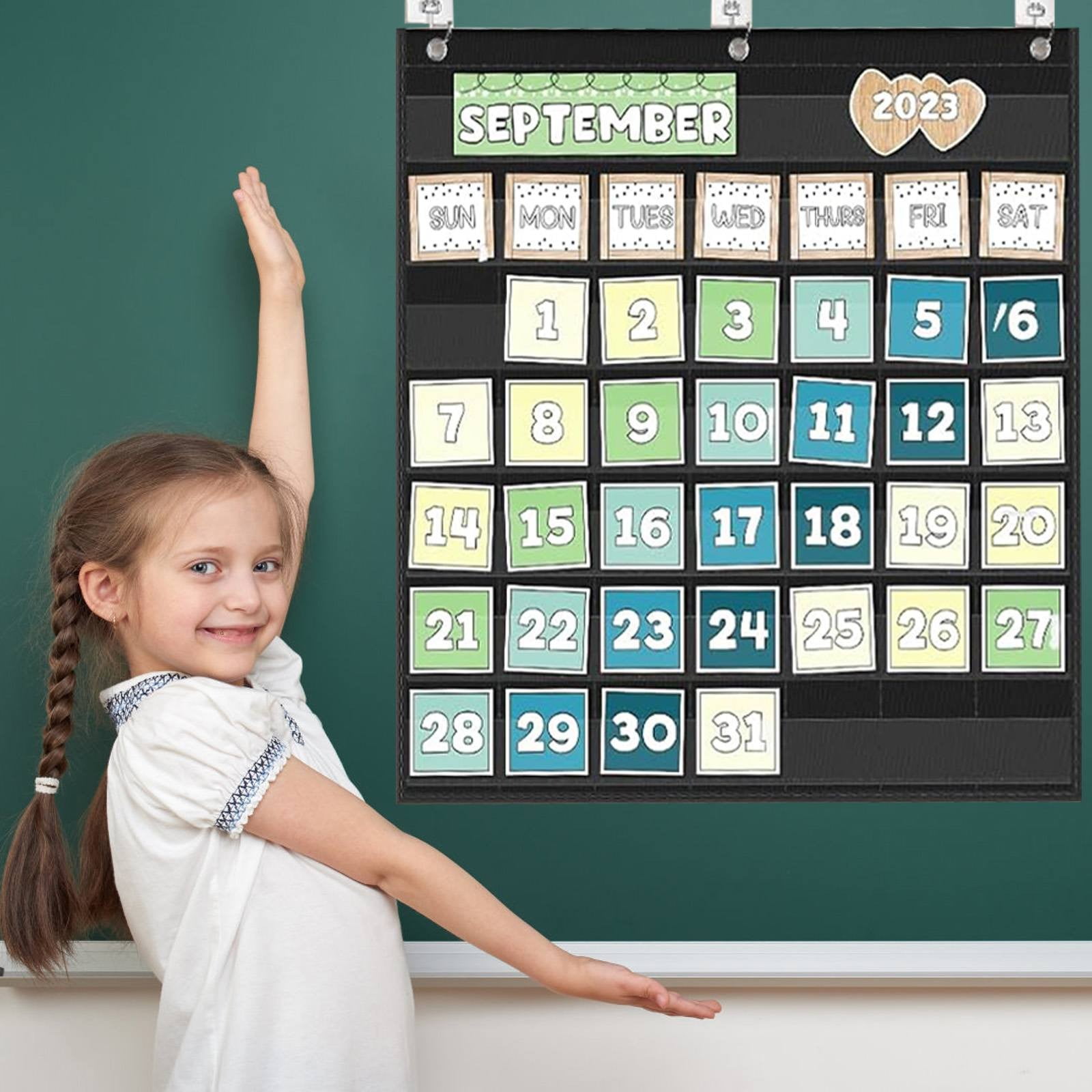 Myvepuop Classroom Monthly Calendar Pocket Chart for 2.75 * 2.75 Cards ...