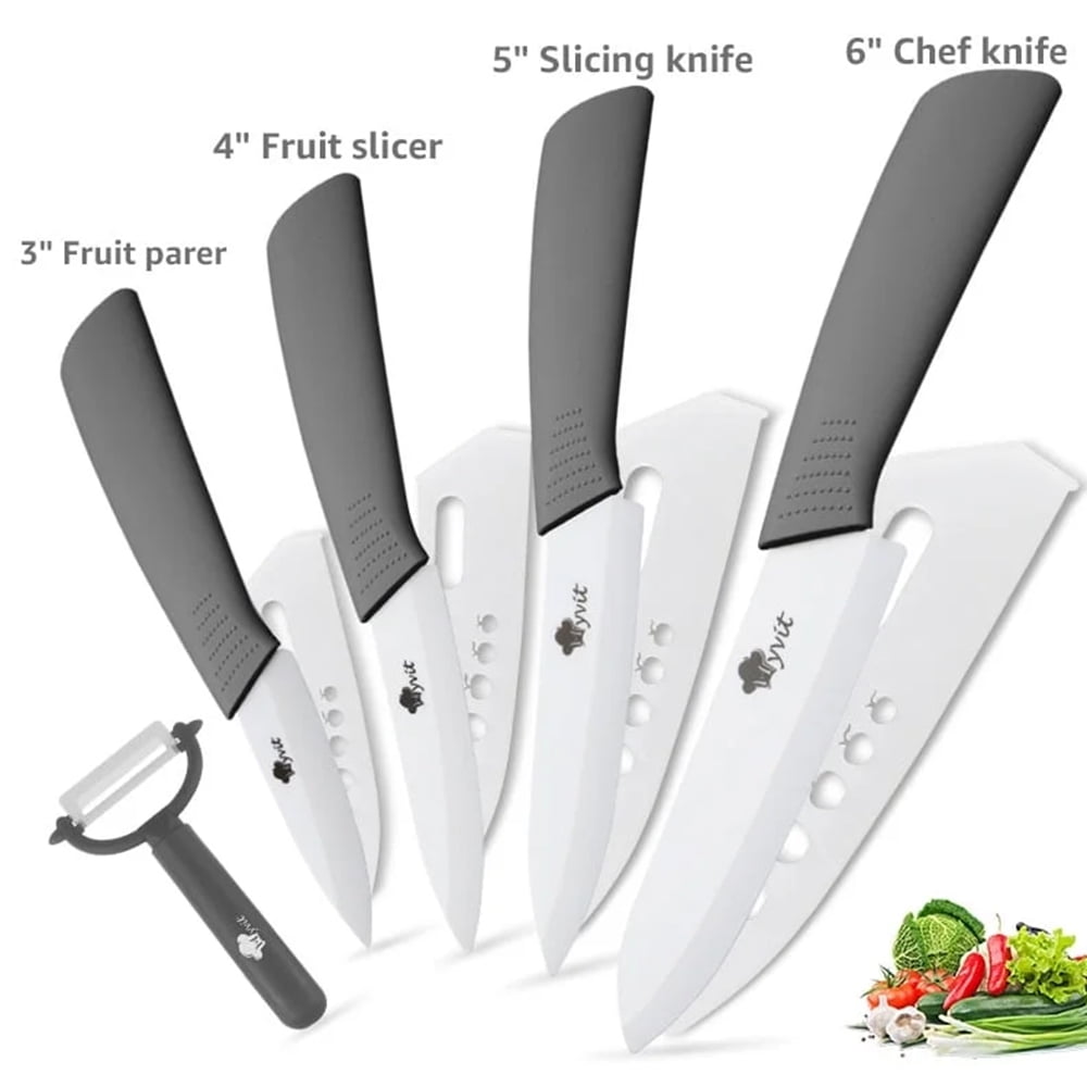 Myvit Ceramic Knife Set 5Pcs Kitchen Knives wIth Sheath,Rust Proof ...