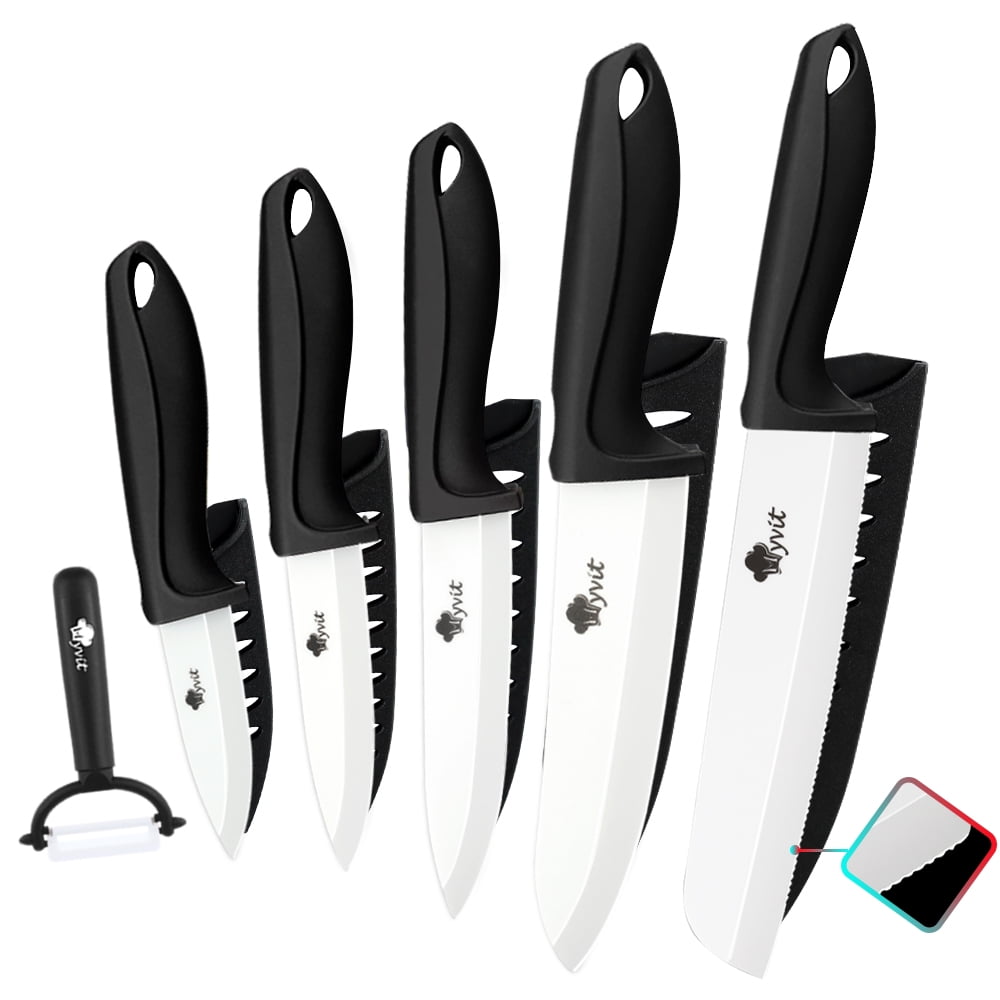 Ceramic Kitchen Knife Set,6-Piece All in One Ceramic Knives with 6 ...