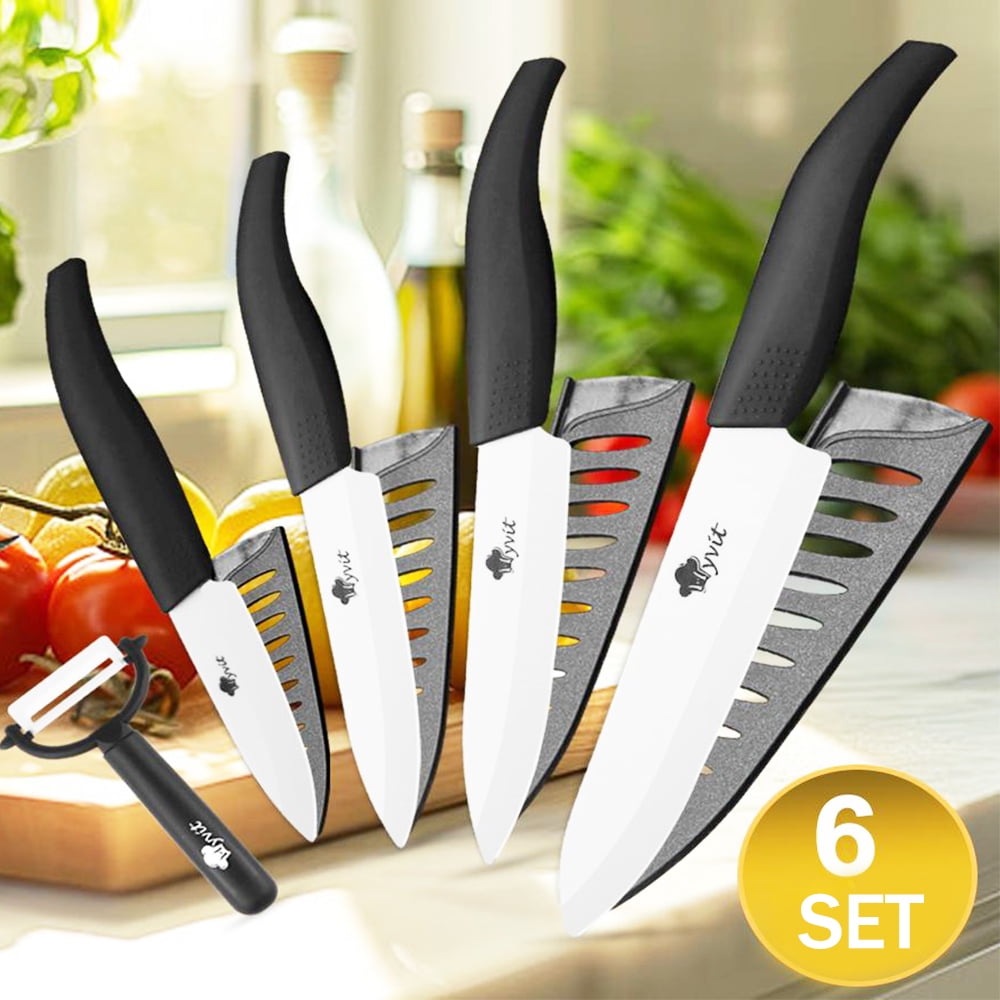 Myvit Ceramic Knives Set 5-Piece Kitchen Knifes with 6" Bread Knife, 6 ...