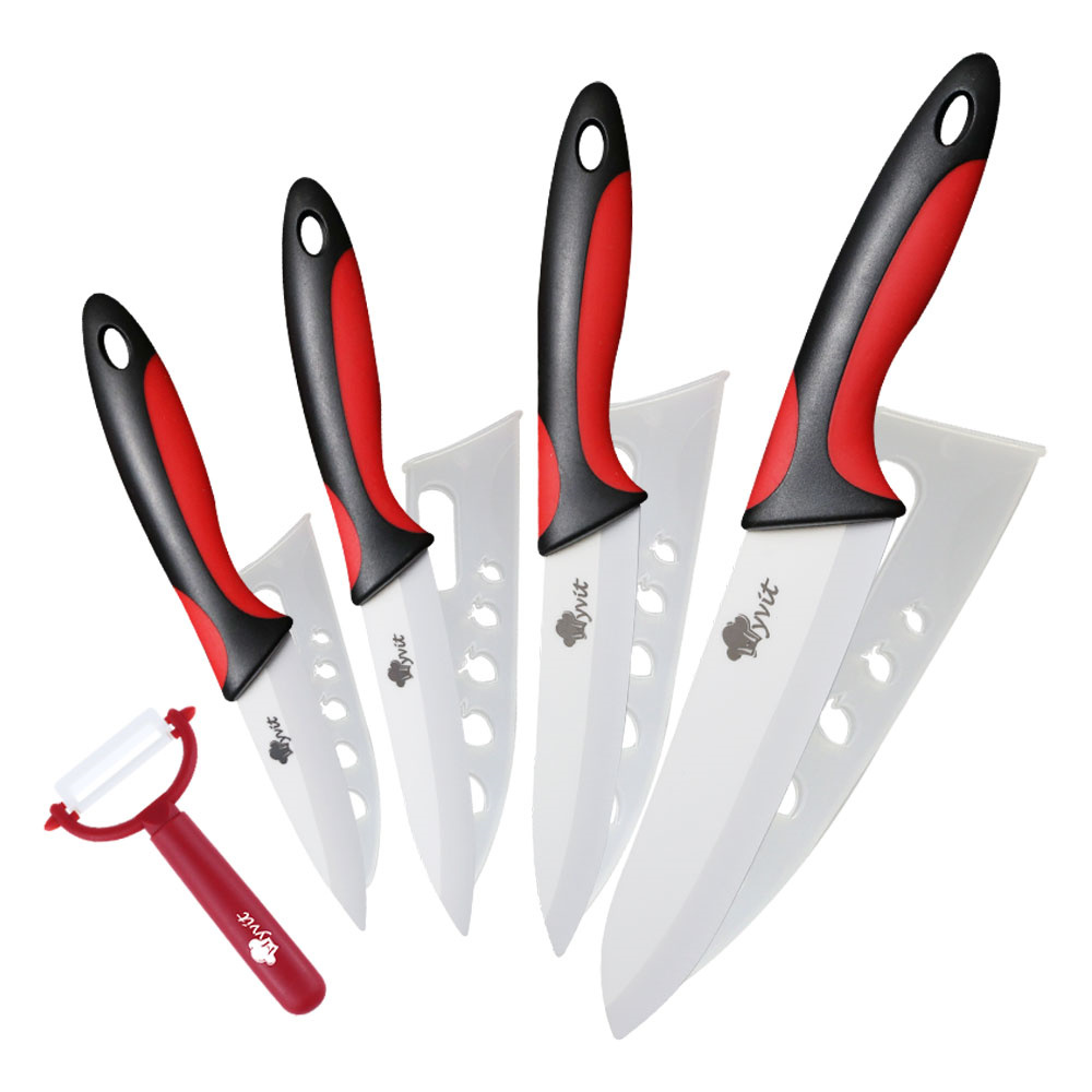 Myvit Ceramic Knives with Sheaths Covers 6" Kitchen Chef Knife 3" 4" 5 ...