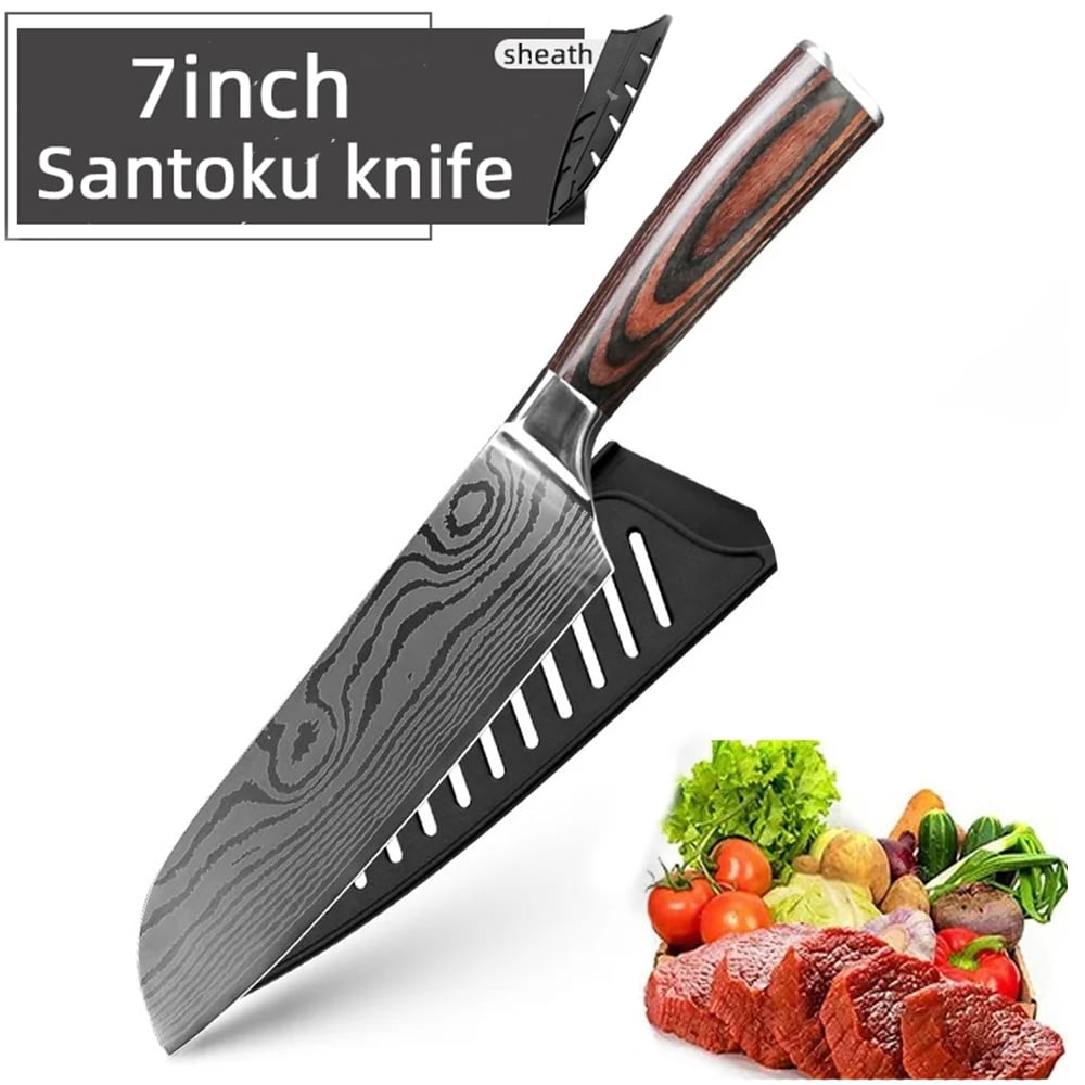 Myvit Damascus Kitchen Knife High Carbon Steel Japanese Santoku Knife ...