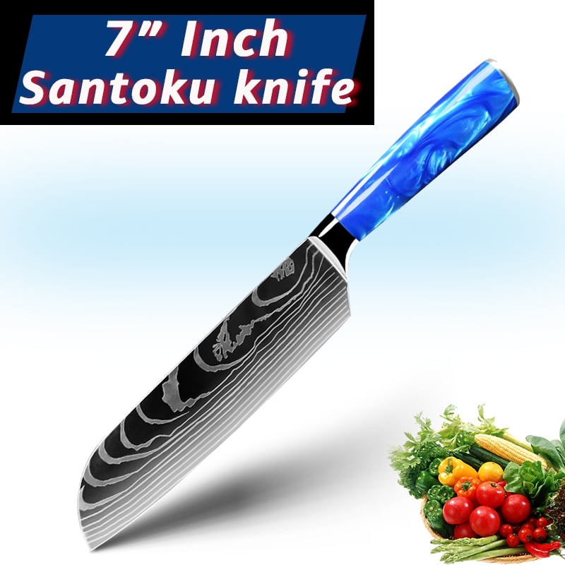 Myvit Damascus Kitchen Knife High Carbon Steel Japanese Santoku Knife ...