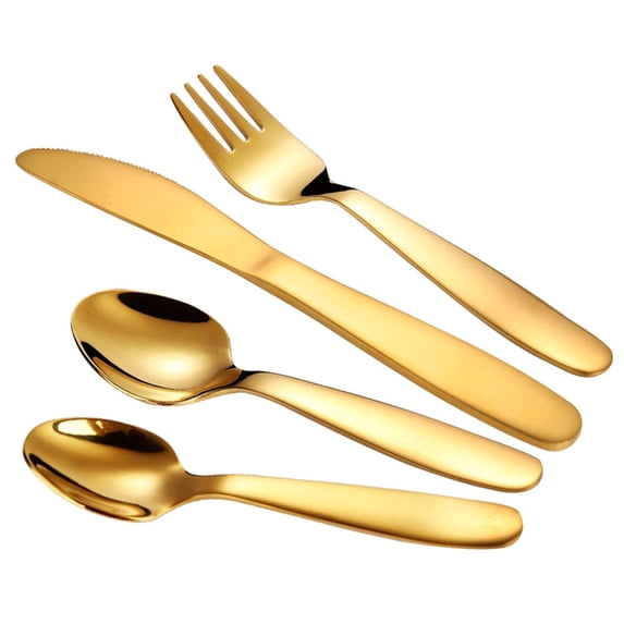 Myvit Gold Silverware Set, 16 Piece Golden Utensils Flatware Cutlery ...