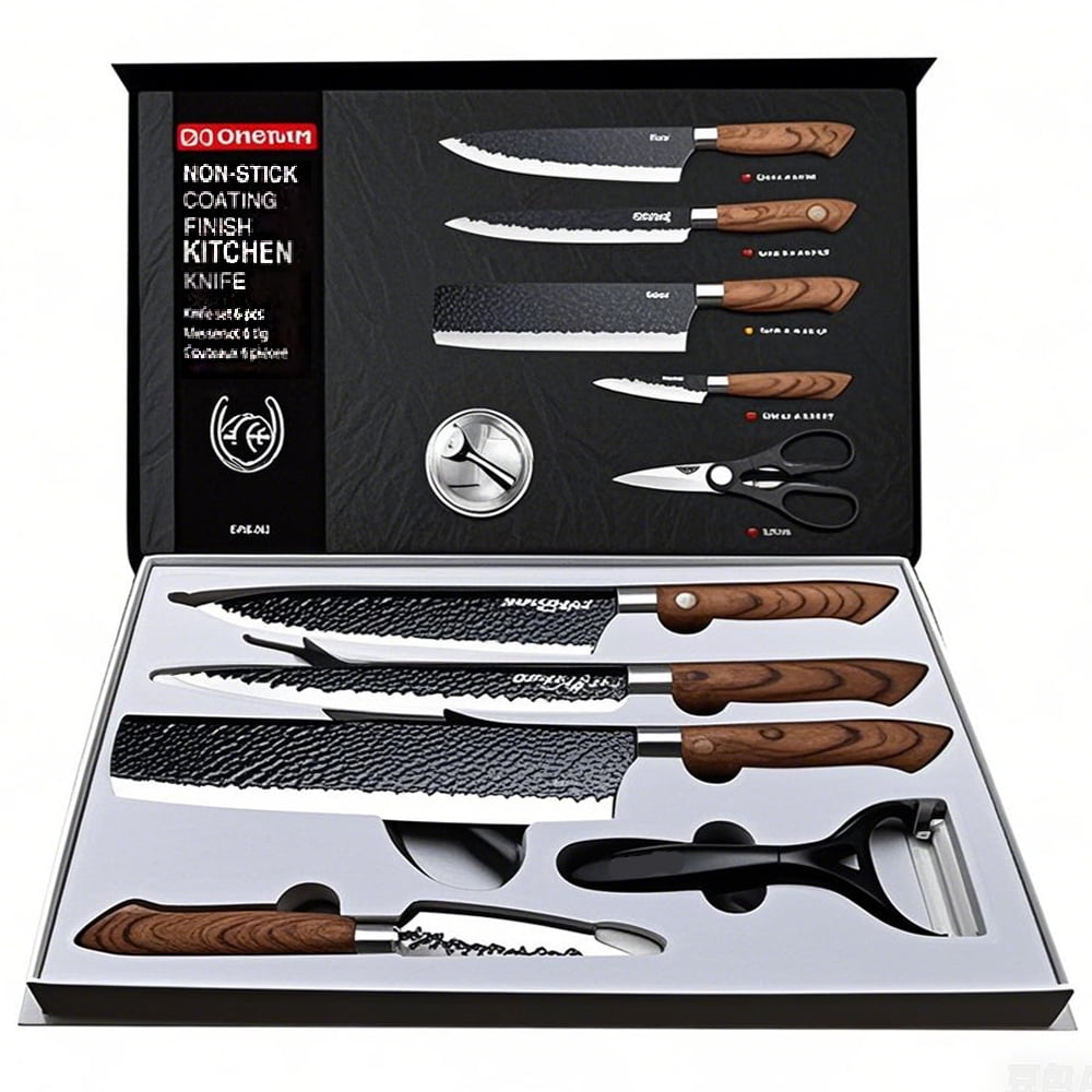 Myvit 6Pcs Chef Knife Set for Cooking, Stainless Steel Knives, Scissors ...