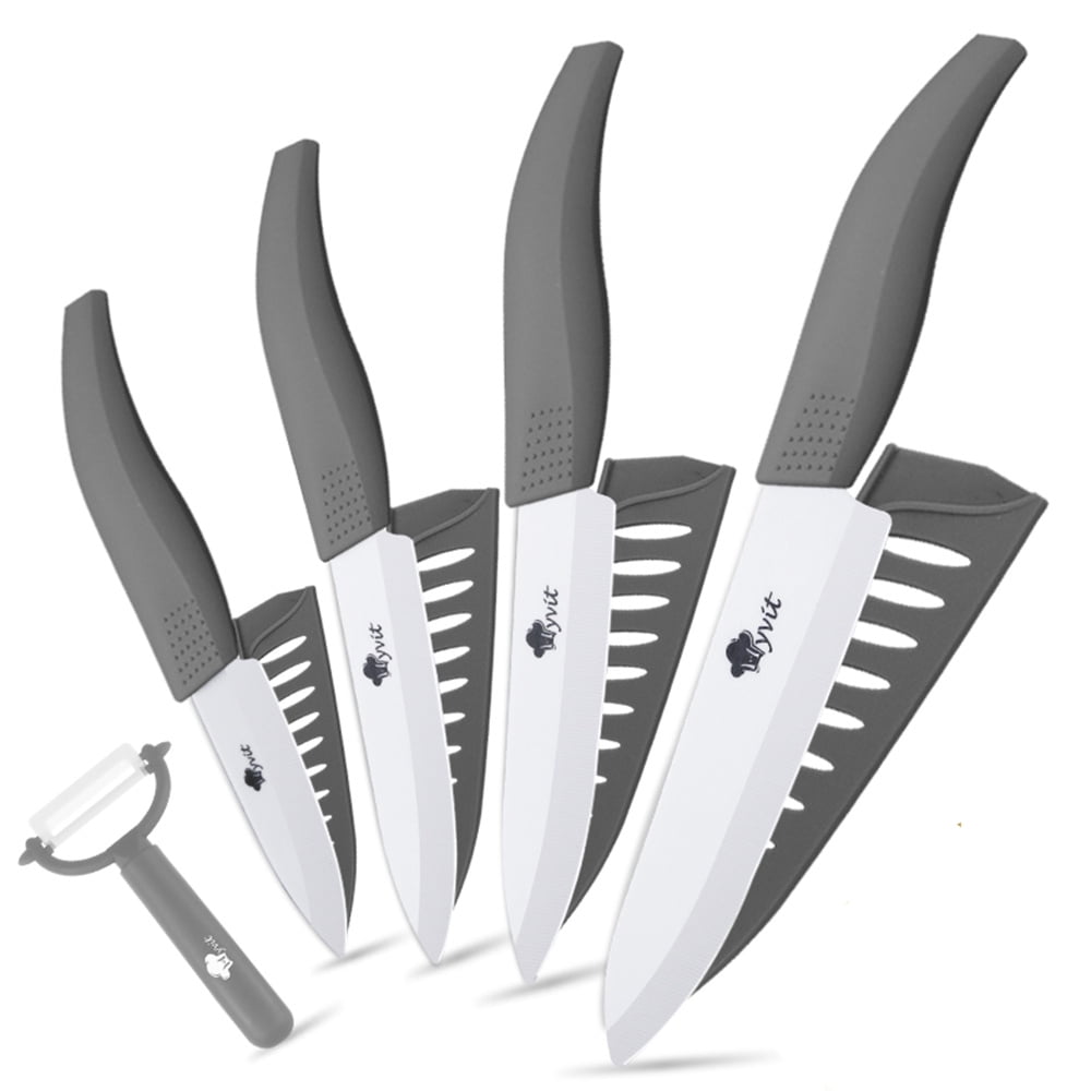 Myvit Kitchen Knives Set of 4 with Ceramic Peeler, Rustproof Blade ...