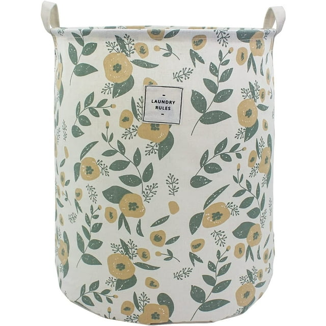 Mziart Collapsible Laundry Basket, Cute Floral Printing Waterproof ...