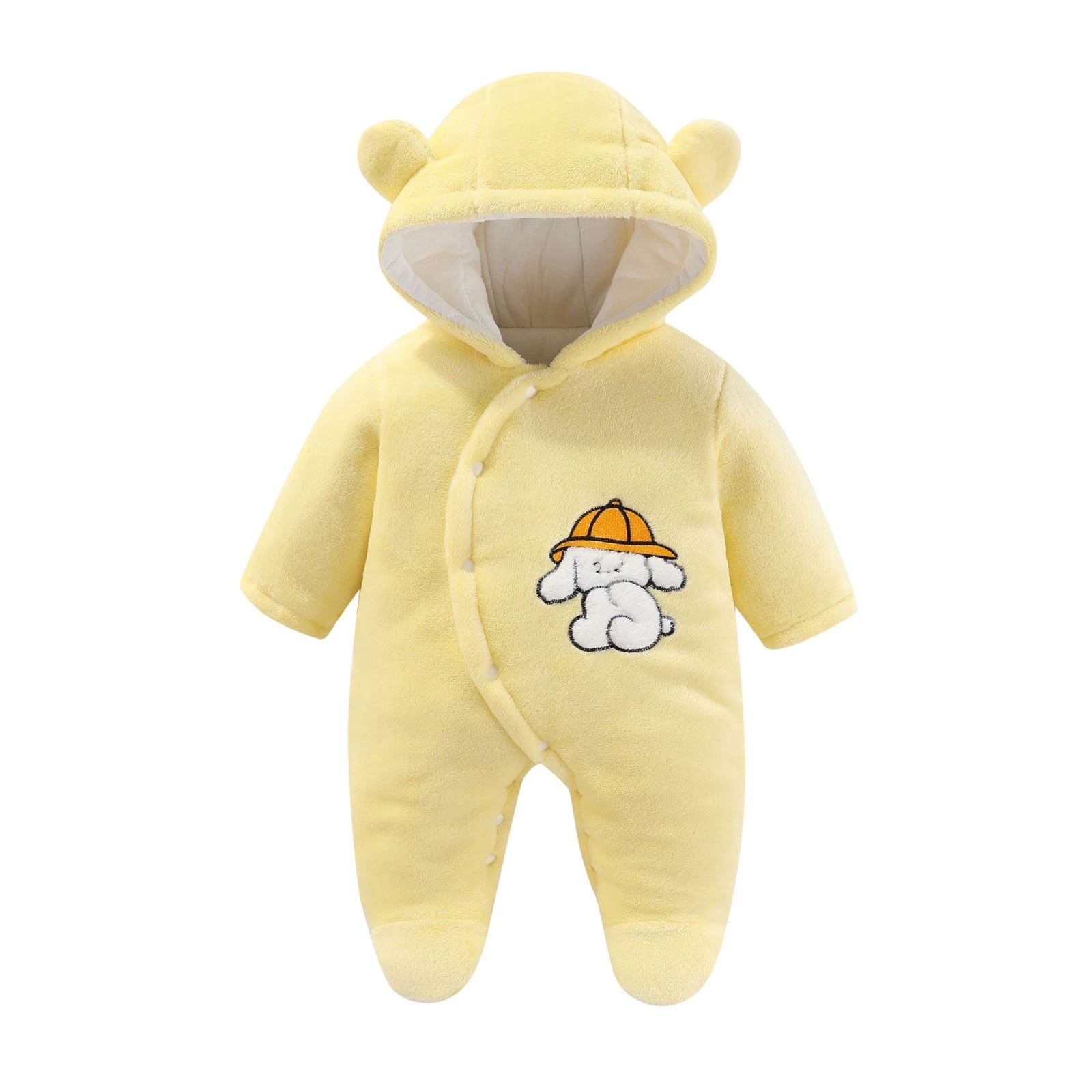 Mzoazpie Cartoon Romper Boys Girls Flannel One-Piece Cute Kids Hooded ...